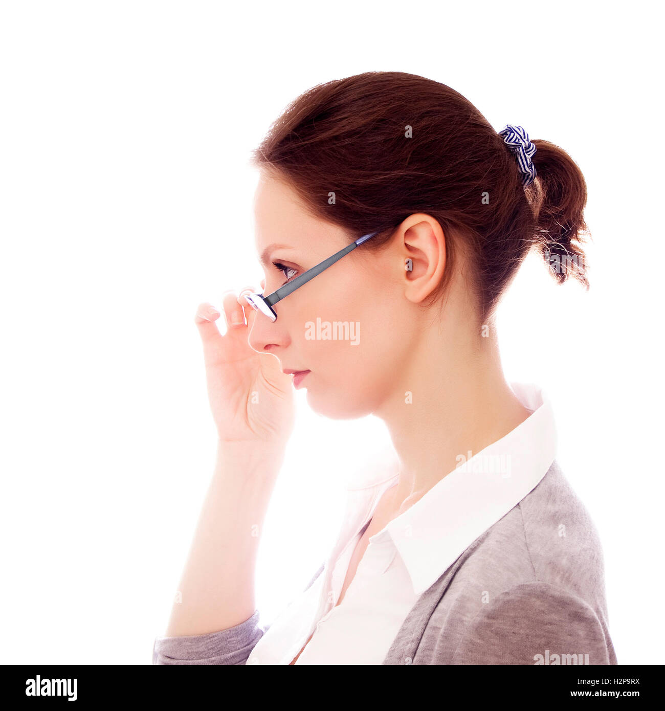 Attractive beautiful young caucasian woman (lady, girl, female) in ...