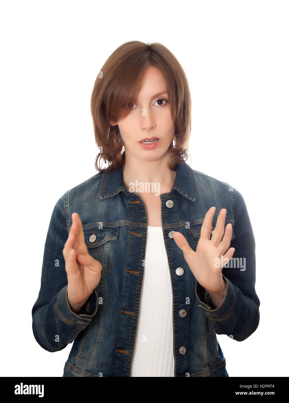 Portrait of an attractive beautiful pretty cute young brown haired ...