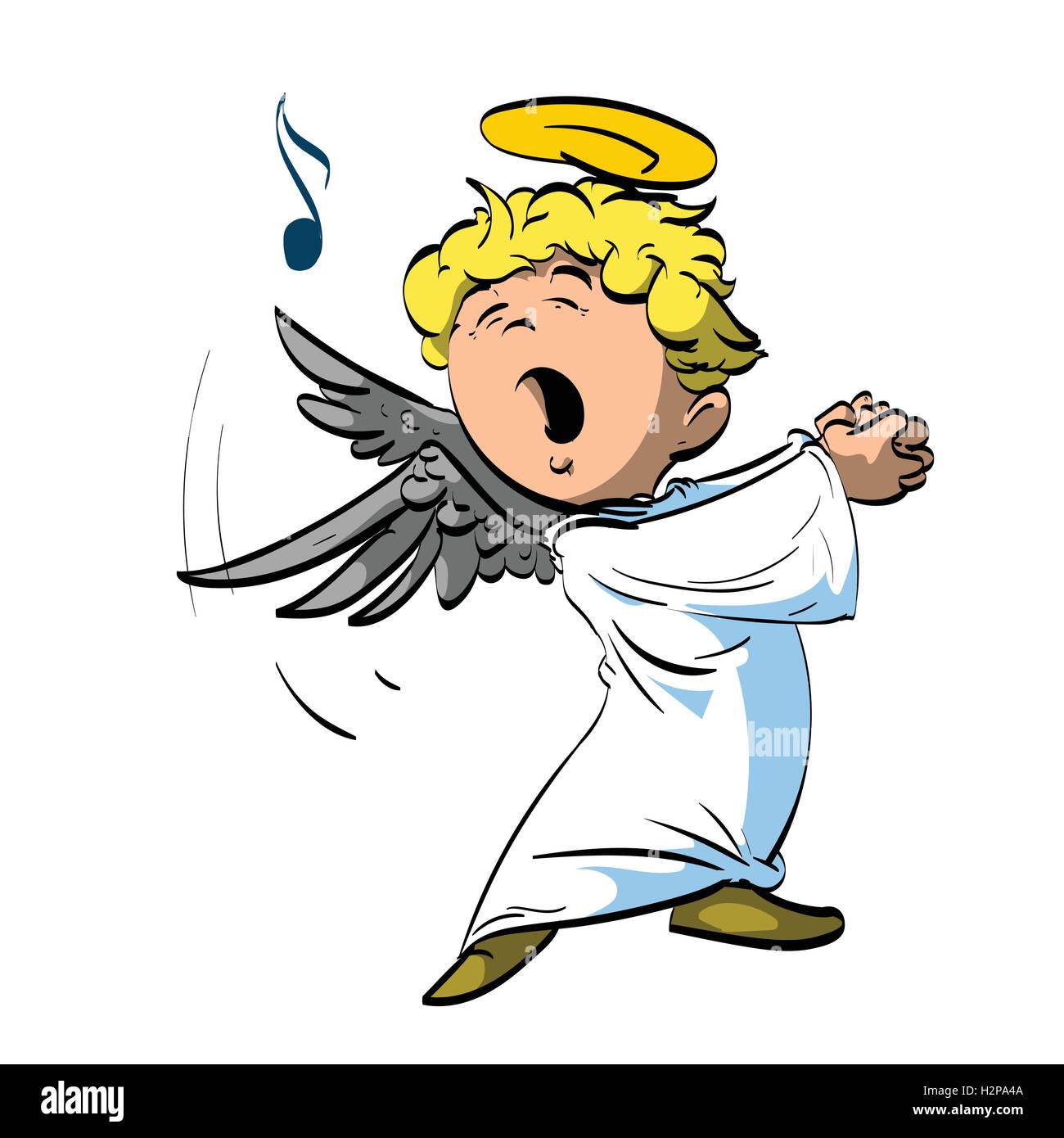 Colorful vector illustration of a singing angel with white robe Stock ...