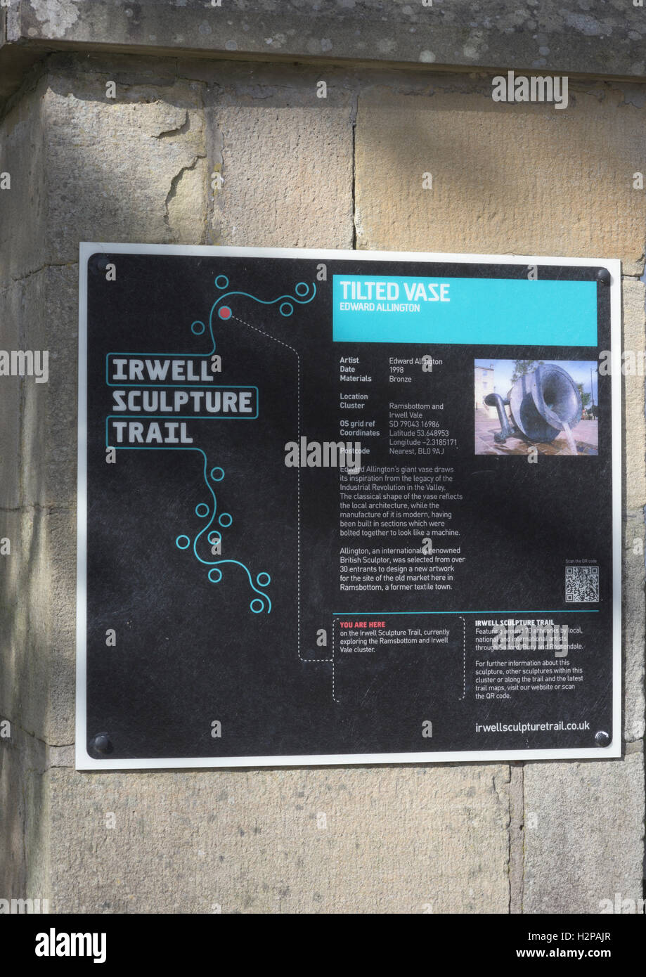 Irwell sculpture trail map on sandstone wall in ramsbottom lancashire ...