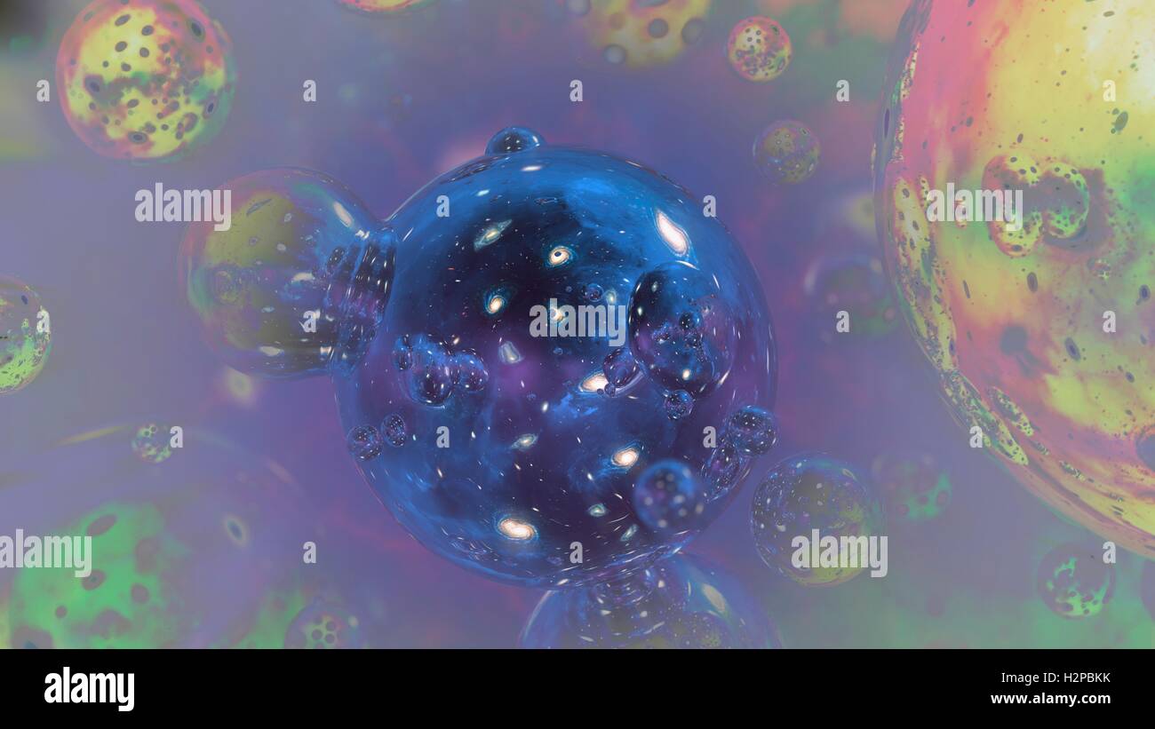 Bubble universes. Computer illustration of multiple 'bubble' universes ...