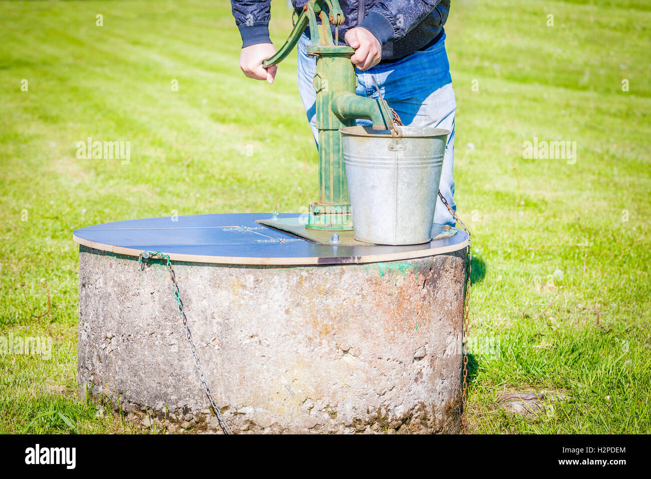 Man powered water pump Stock Photo - Alamy