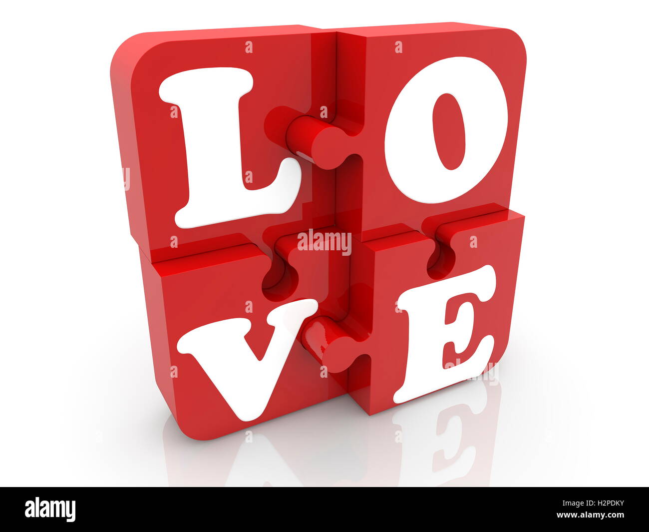 Puzzle pieces in red with inscription love Stock Photo - Alamy