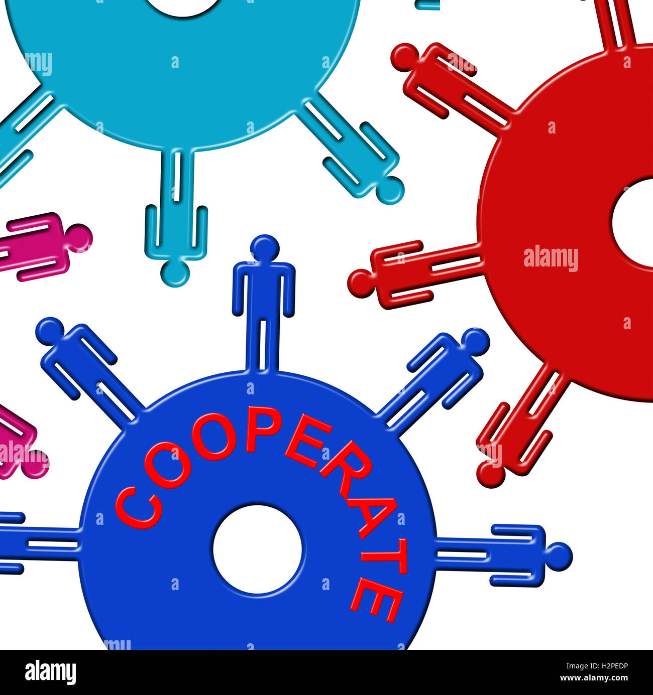 Cooperate Cogs Representing Gear Wheel And Teamwork Stock Photo - Alamy