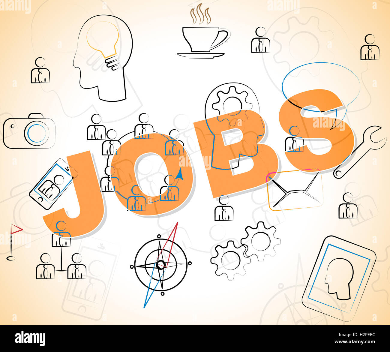 Jobs Word Showing Career Work And Position Stock Photo - Alamy