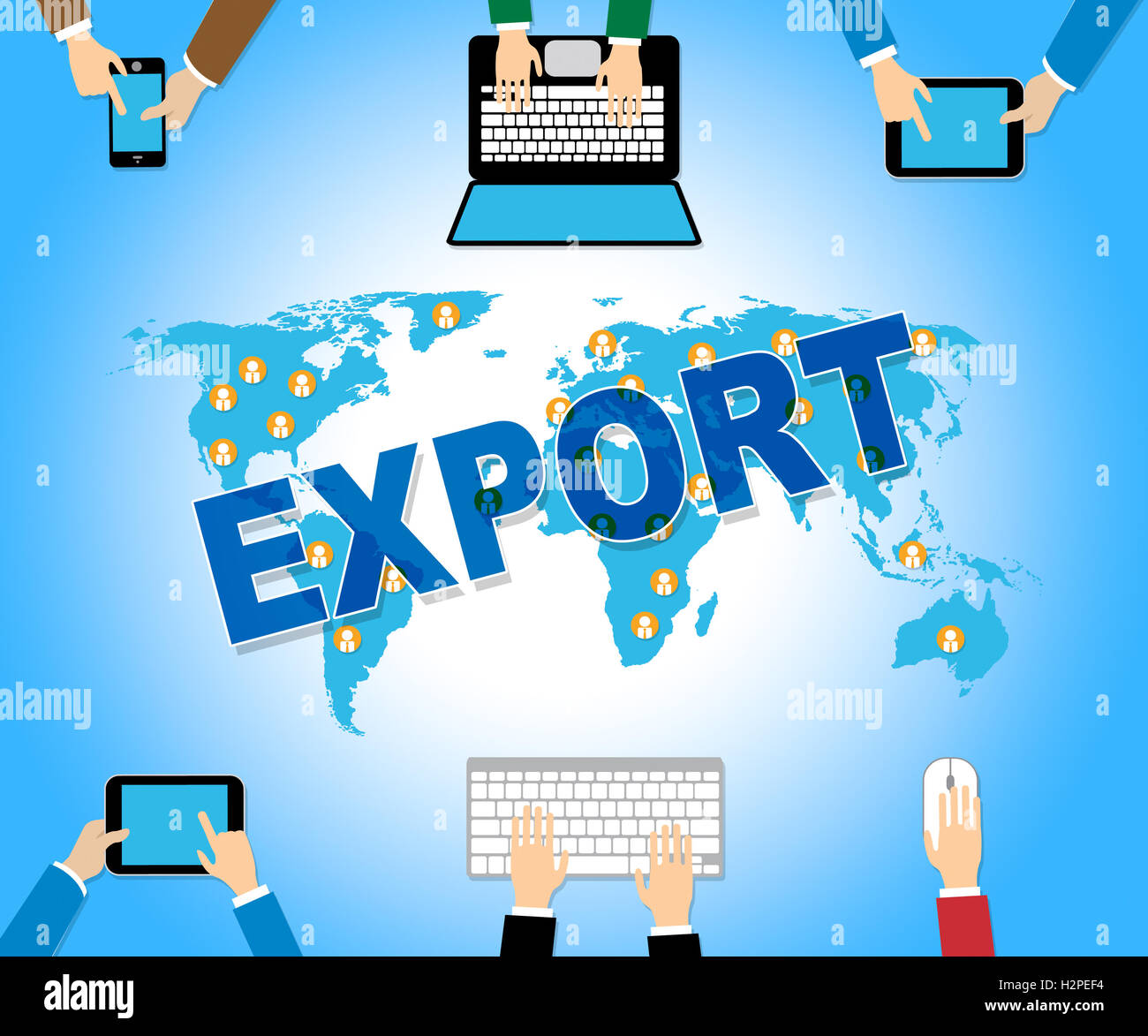 Export Online Showing Sell Overseas And Net Stock Photo - Alamy