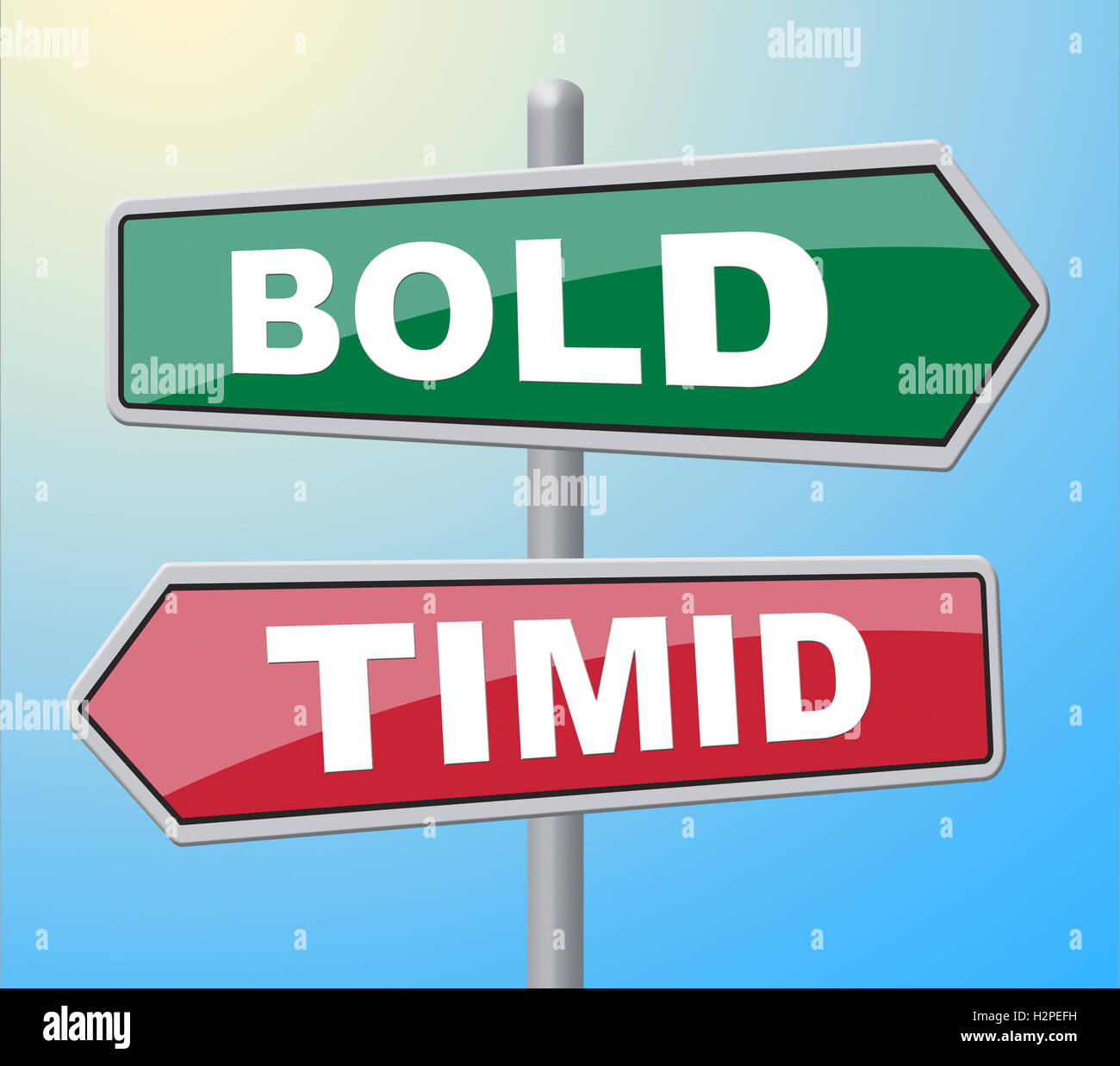 Bold Timid Representing Fear Confident And Shy Stock Photo - Alamy