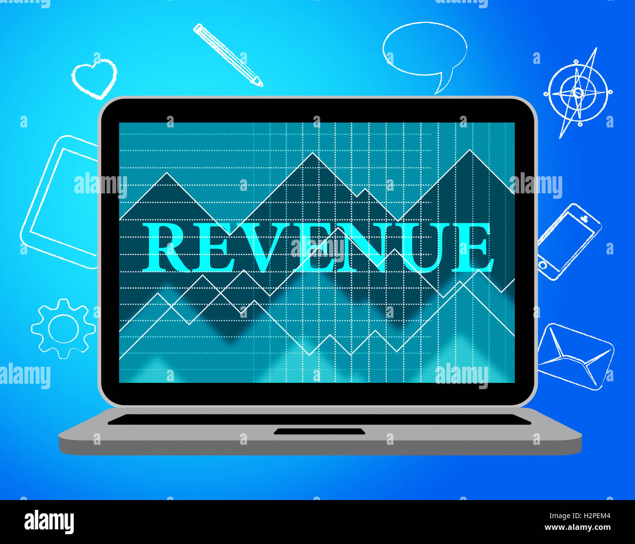 Revenue Computer Representing Web Site And Laptop Stock Photo - Alamy