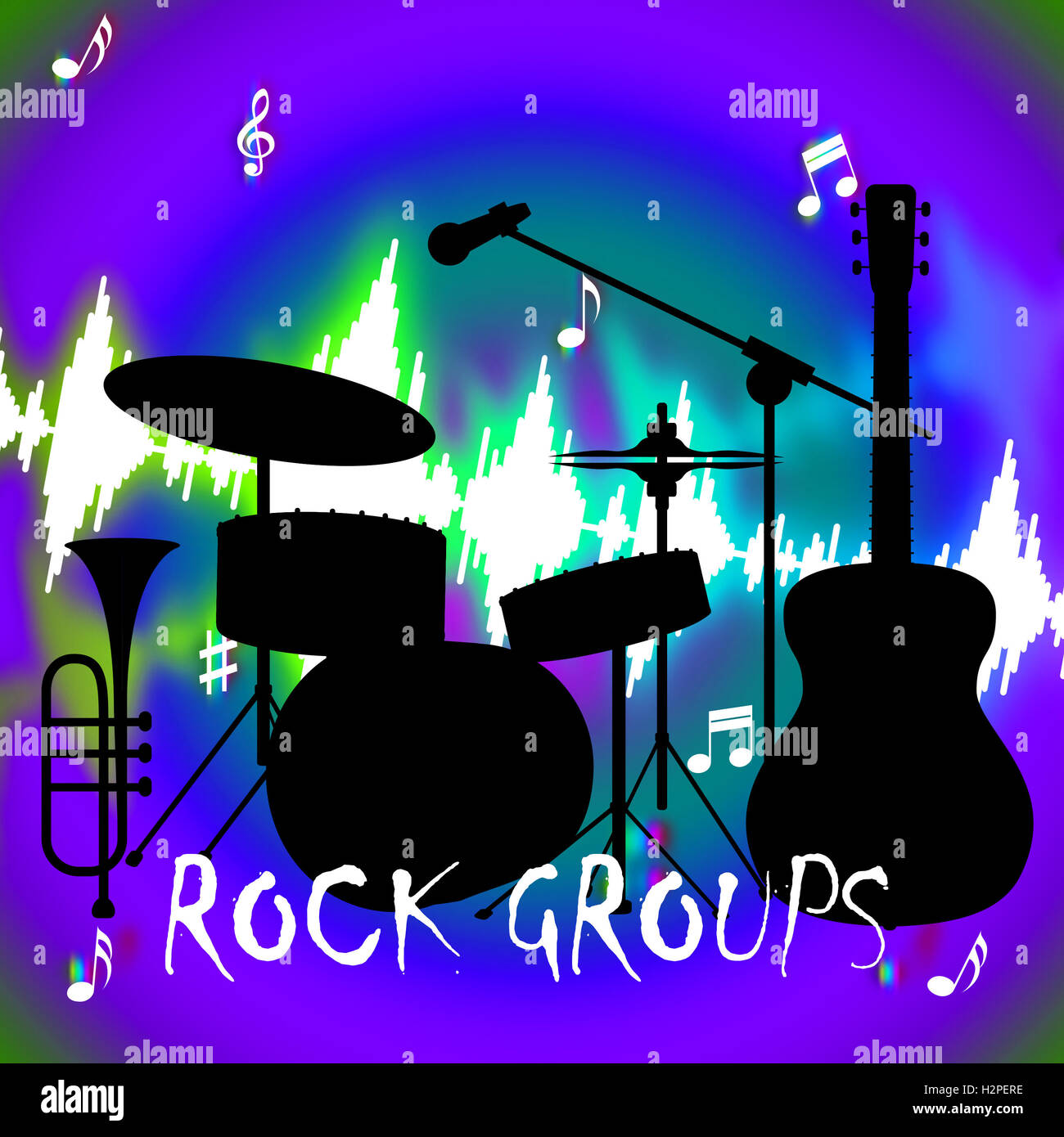 Rock Groups Representing Sound Track And Song Stock Photo - Alamy