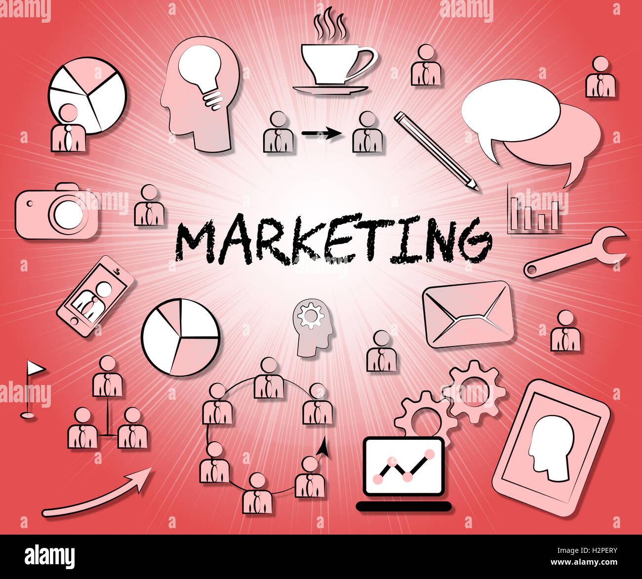 Marketing Icons Indicating E-Marketing Media And Promotions Stock Photo ...