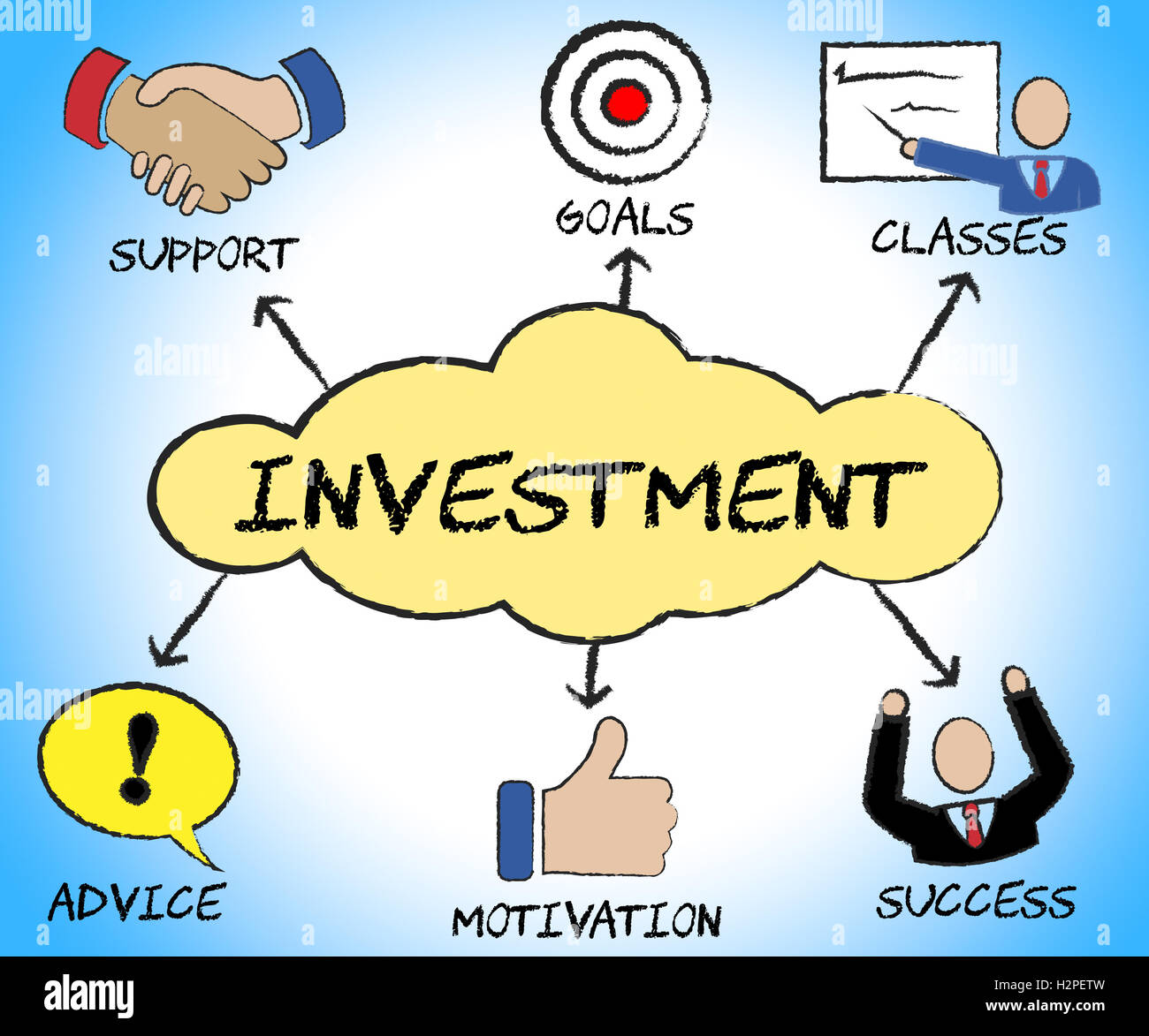 Investment Symbols Representing Trade Investing And Icons Stock Photo ...