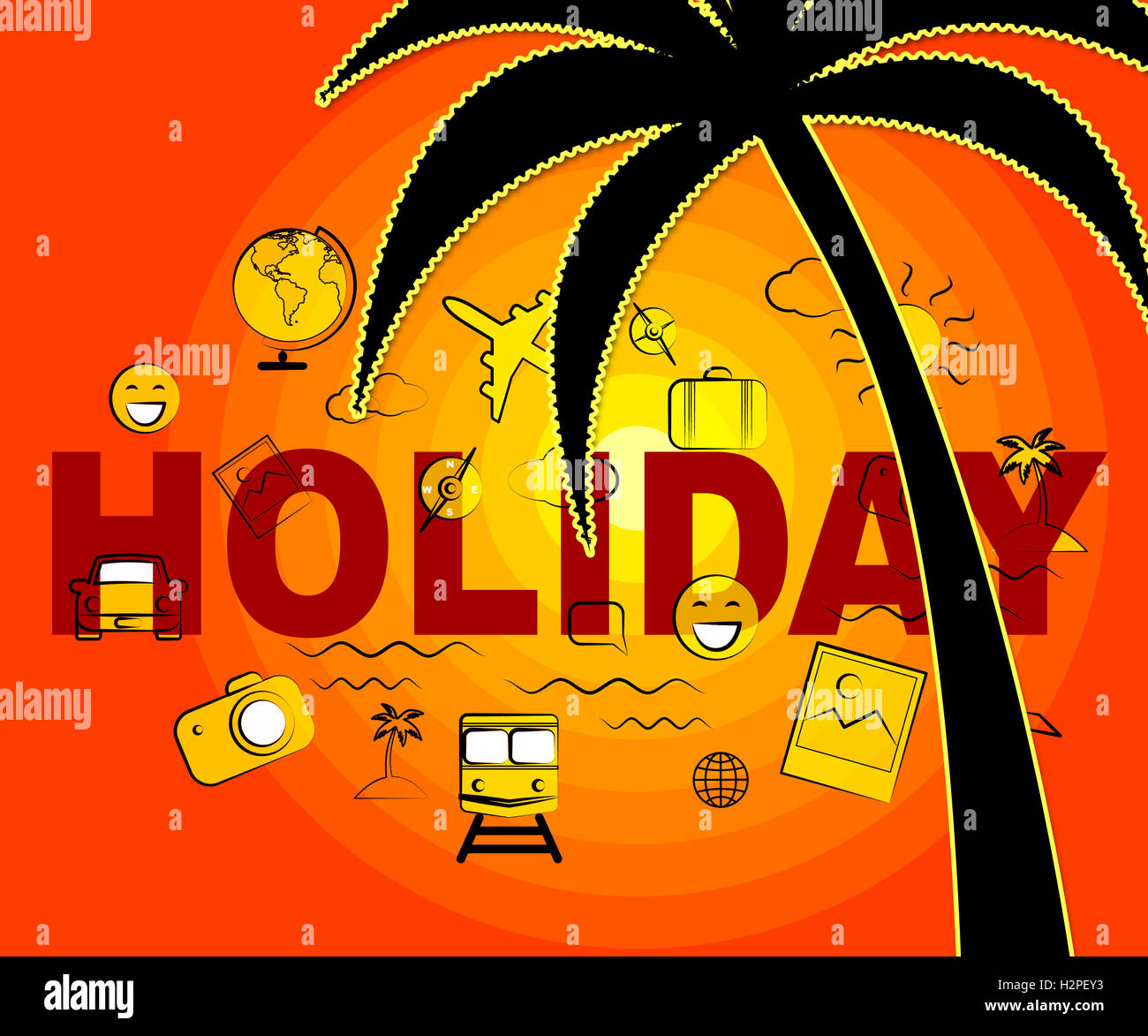 Holiday Icons Representing Sign Getaway And Vacations Stock Photo - Alamy