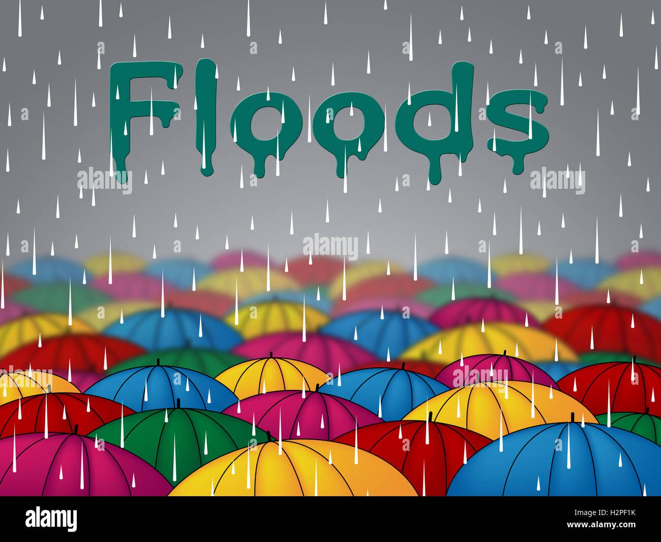 Floods Rain Indicating Rainfall Overflow And Weather Stock Photo - Alamy