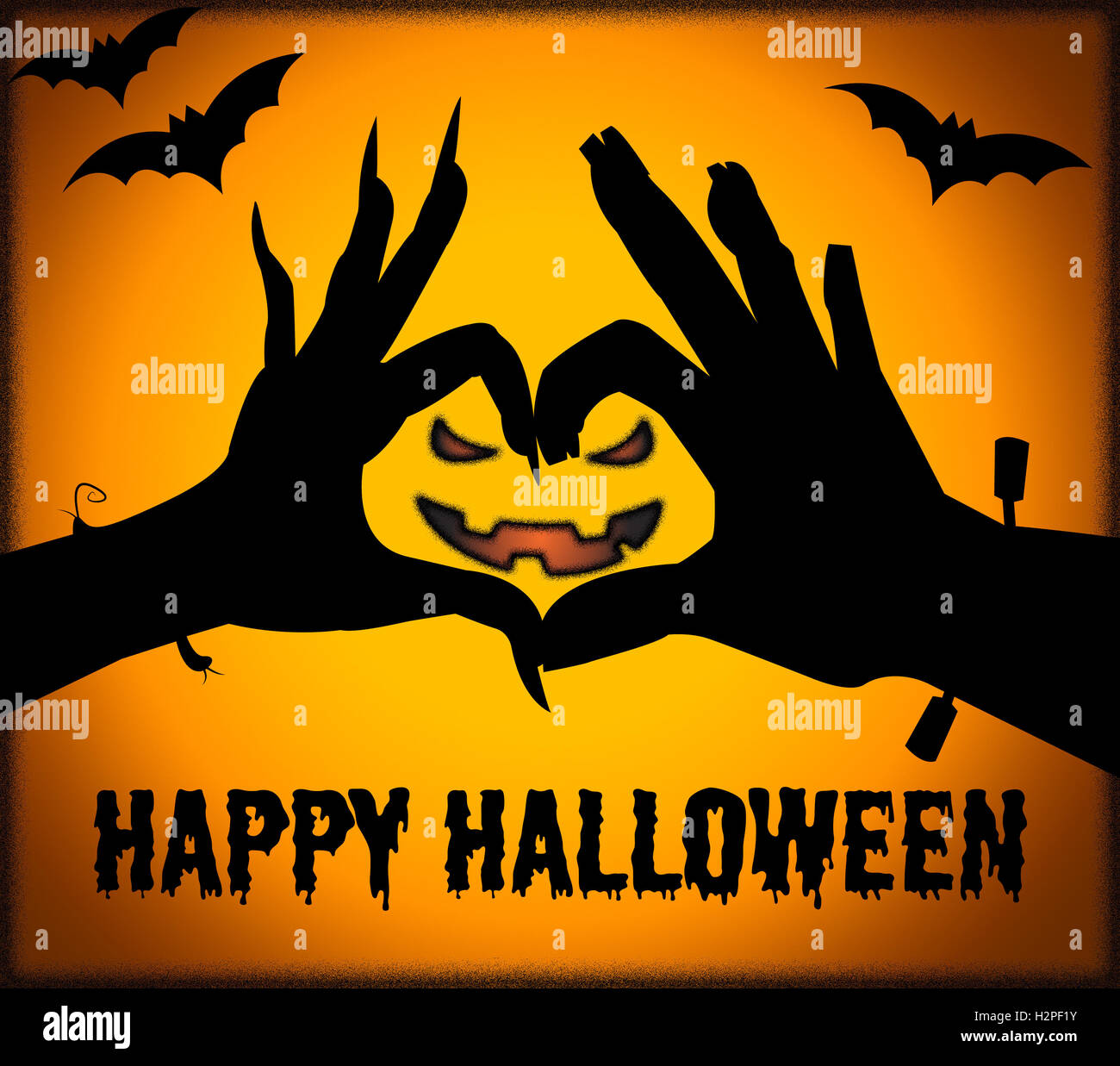 Happy Halloween Meaning Trick Or Treat And Enjoying Haunting Stock ...