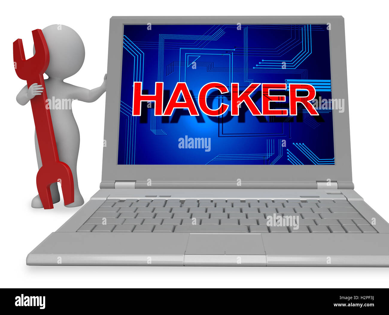 Hacker Sign Indicating Spyware Crack 3d Rendering Stock Photo - Alamy
