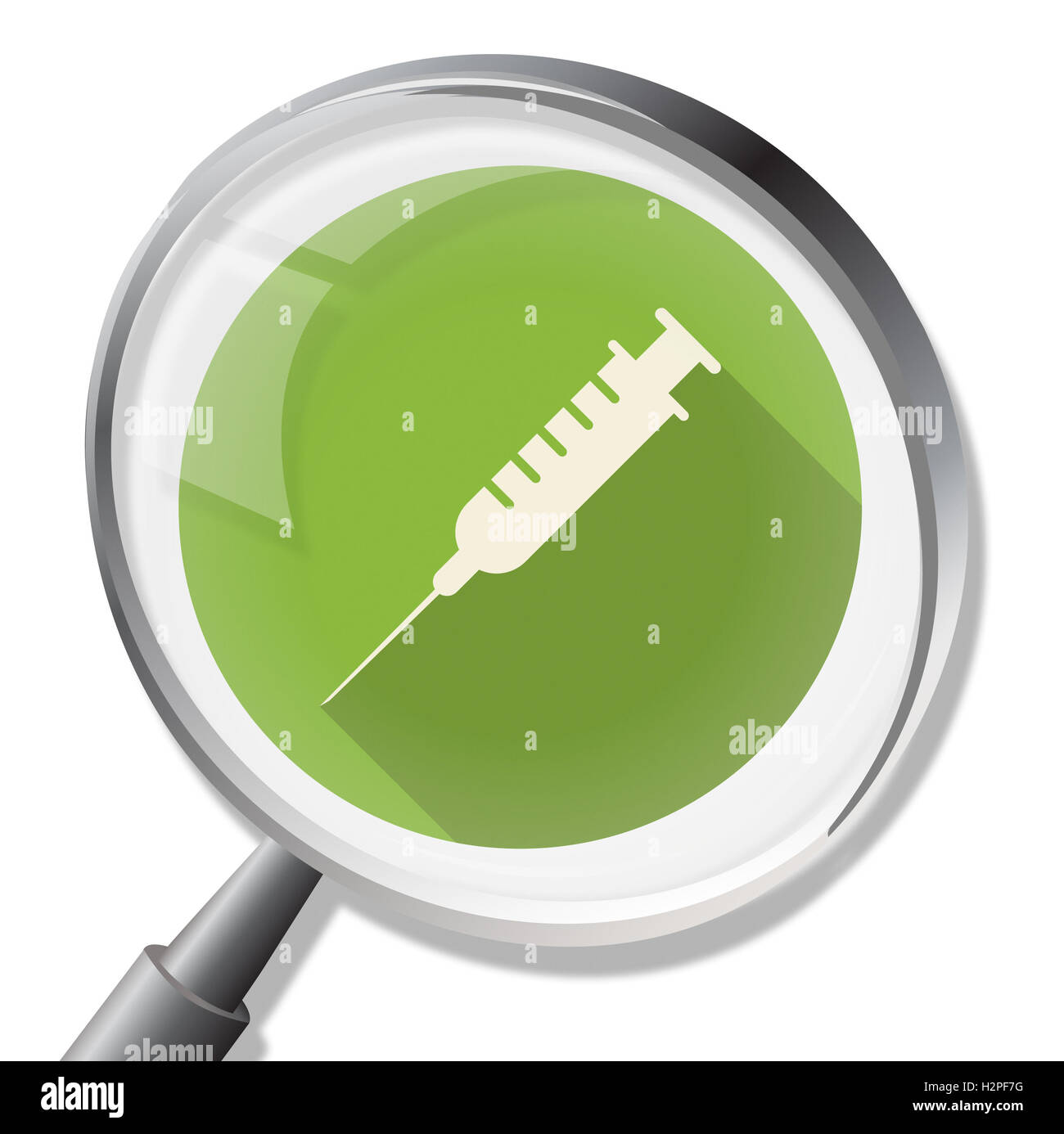 Syringe Magnifier Representing Searches Vaccine And Medicament Stock ...