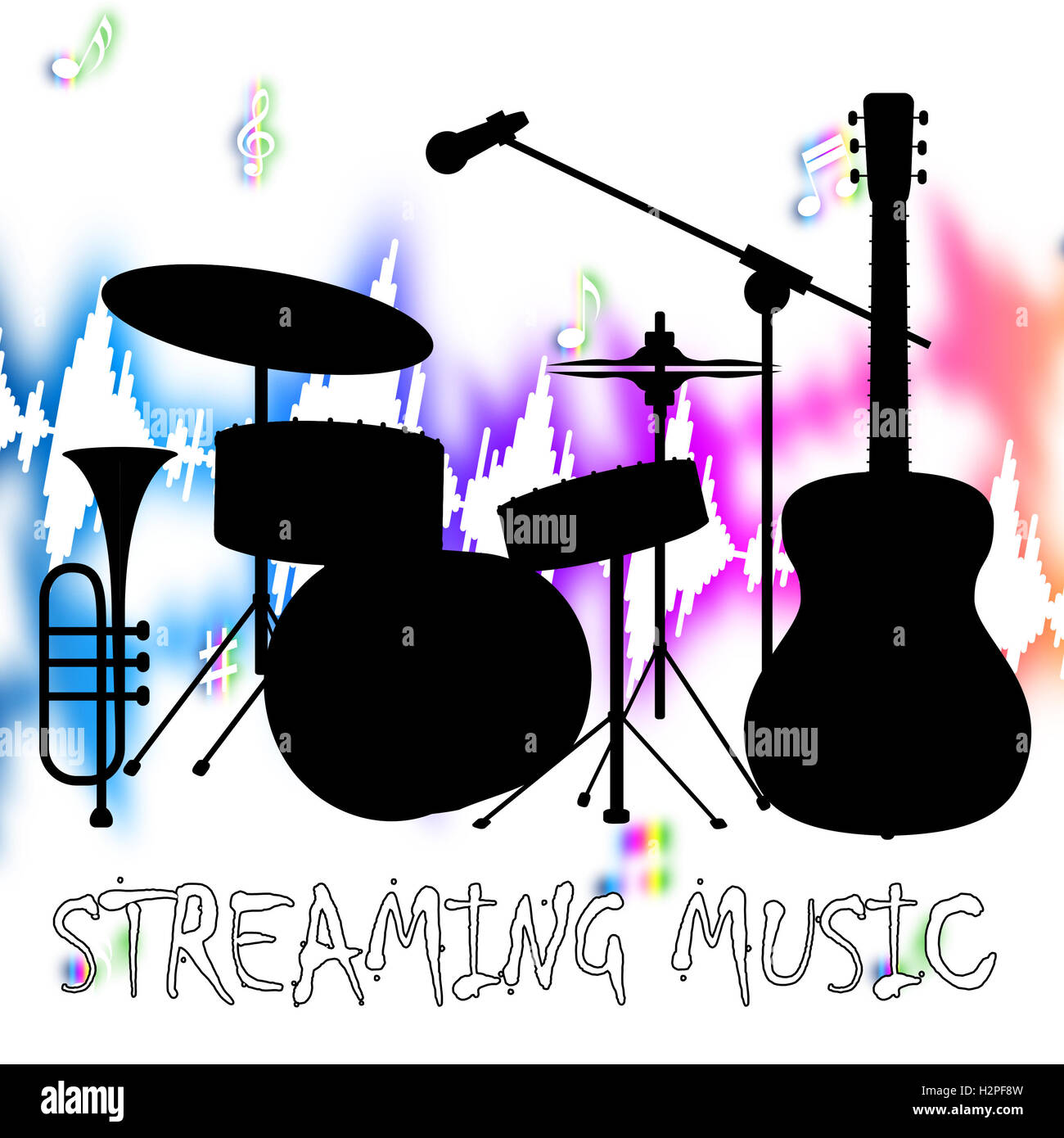 Streaming Music Indicating Sound Track And Songs Stock Photo - Alamy