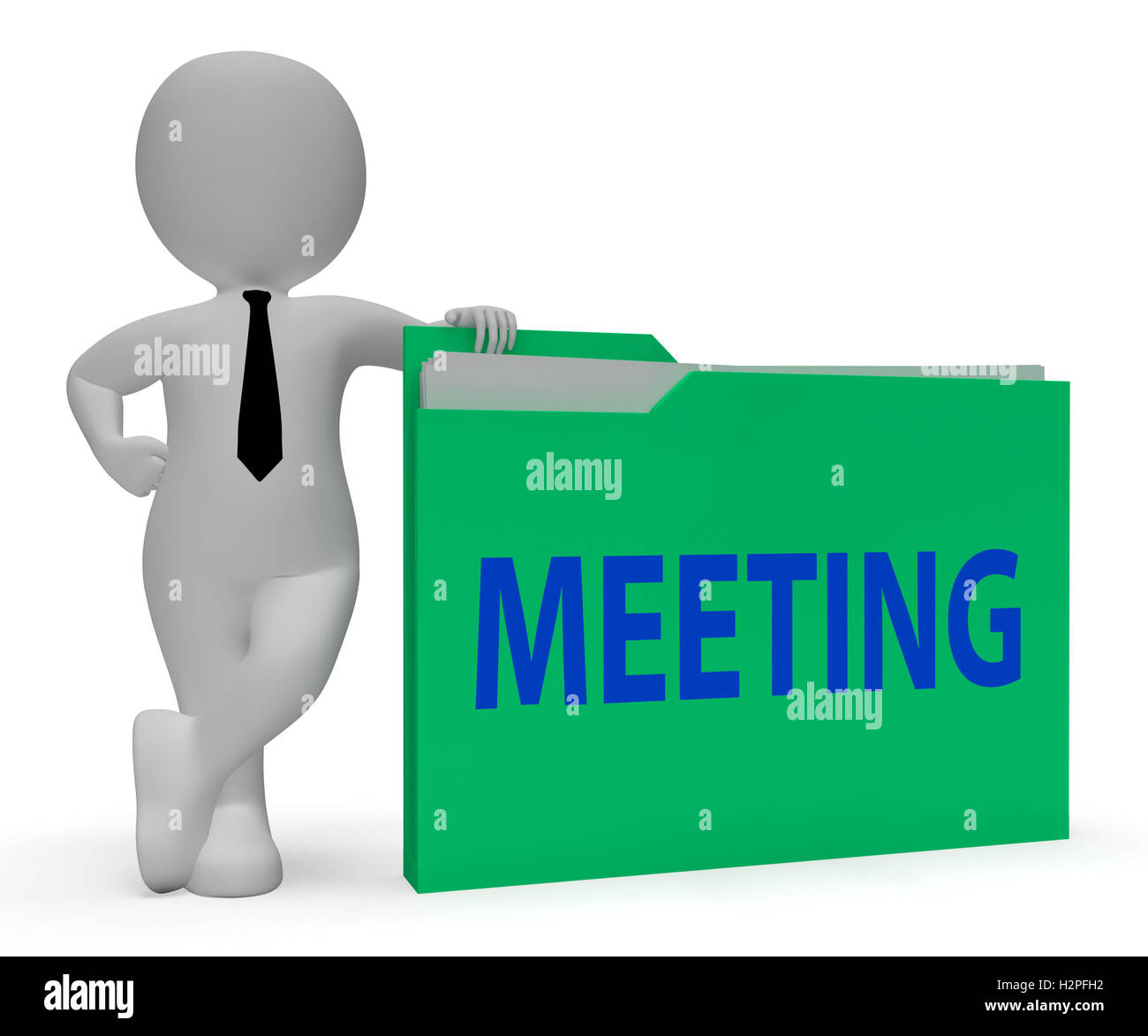 Meeting Folder Showing Discuss File 3d Rendering Stock Photo - Alamy