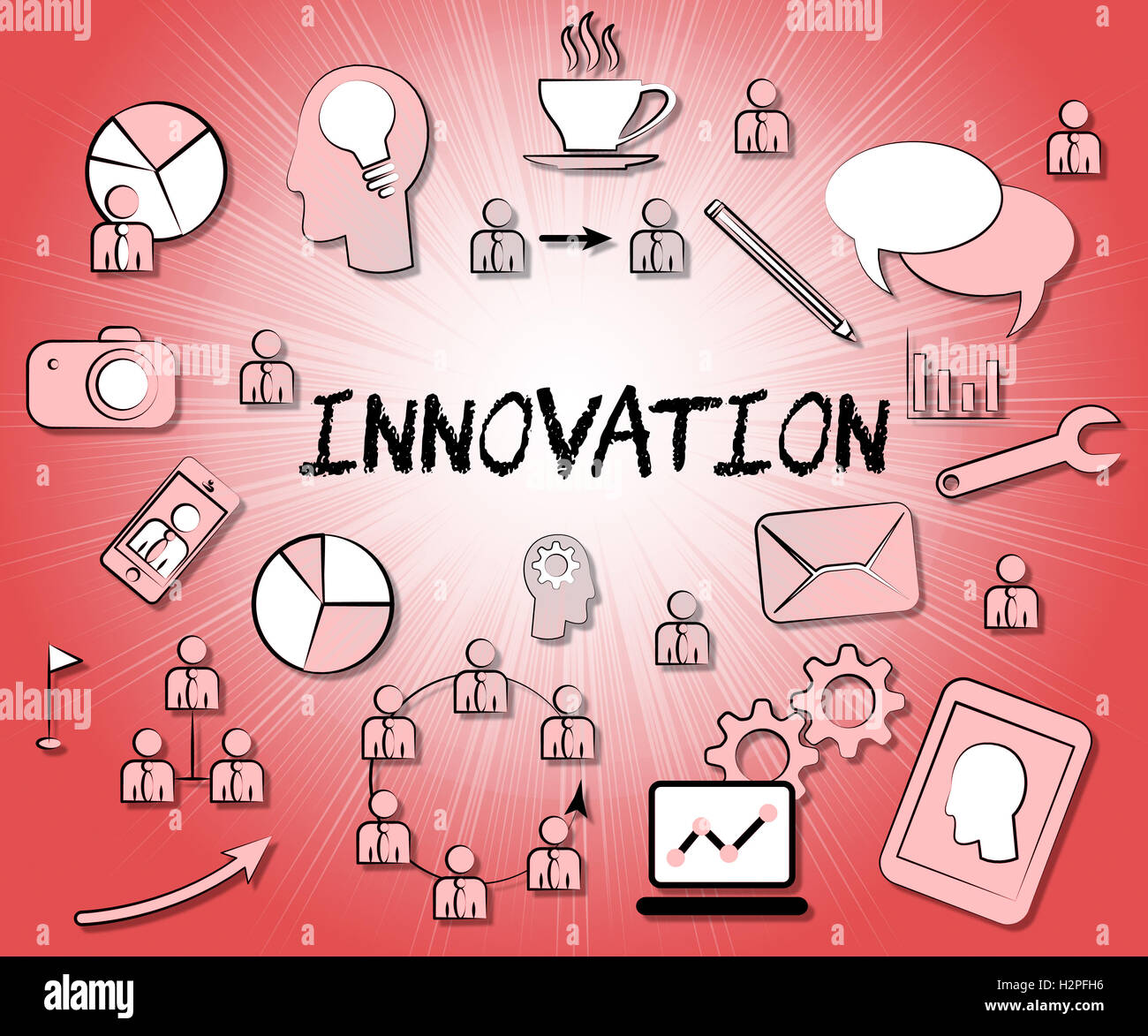 Innovation Icons Indicating Innovating Transformation And Symbols Stock ...