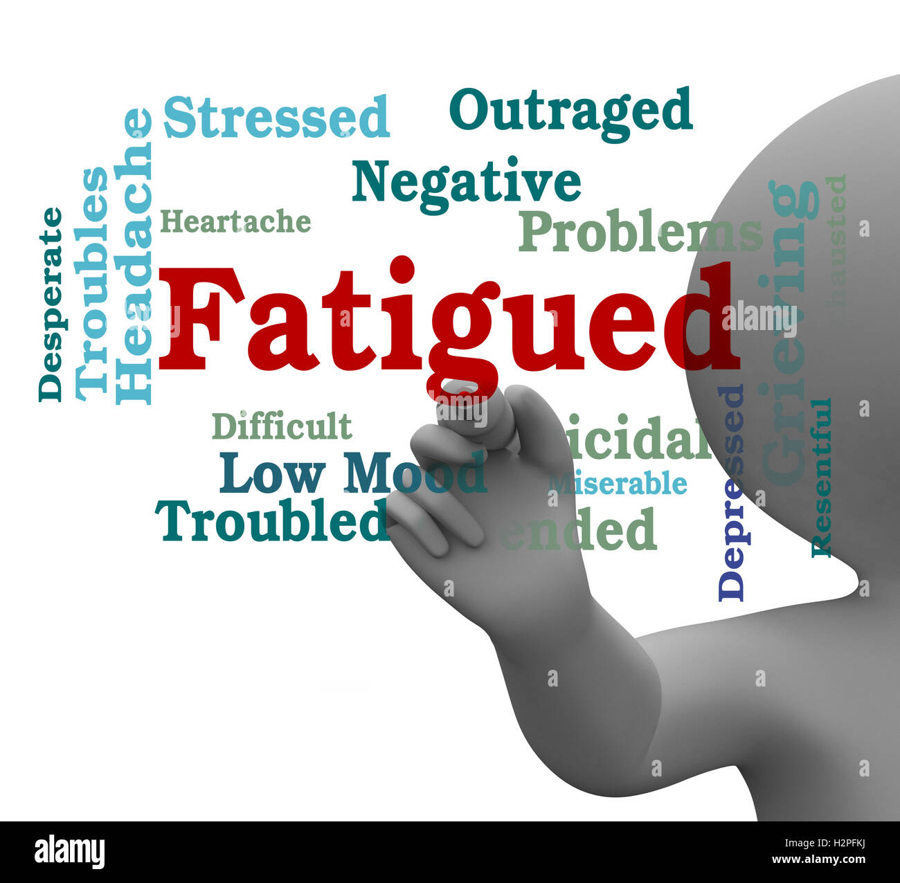 Fatigued Word Indicating Lack Of Energy Sluggishness 3d Rendering Stock ...