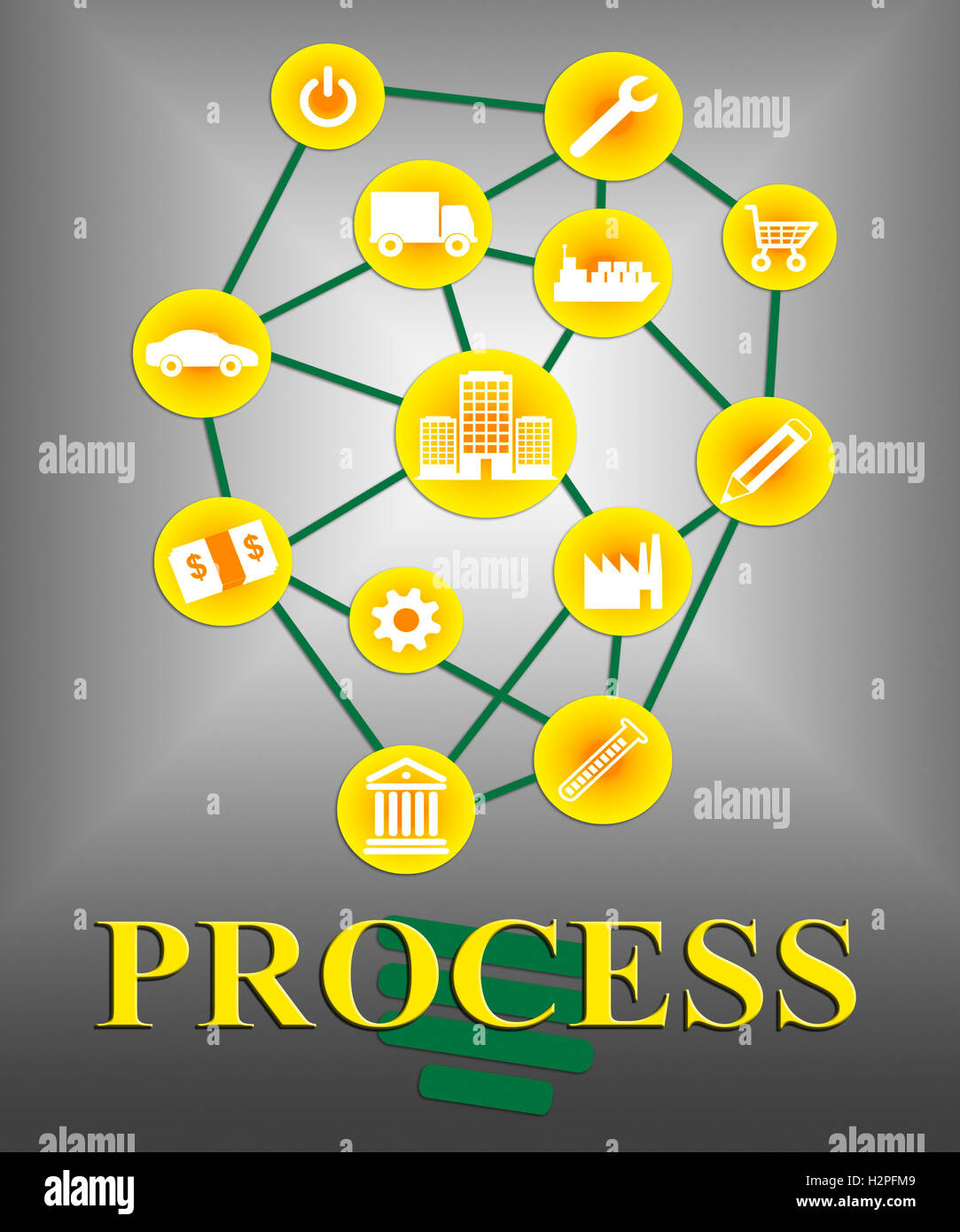 Process Icons Indicating Way Undertaking And Processed Stock Photo - Alamy