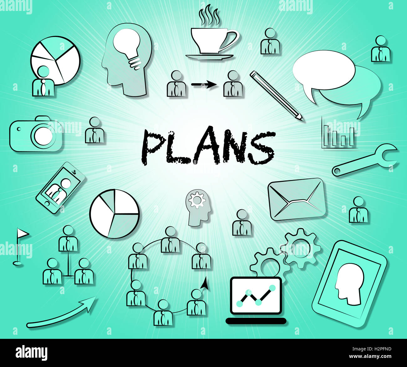 Plans Icons Meaning Reminder Target And Organizing Stock Photo - Alamy