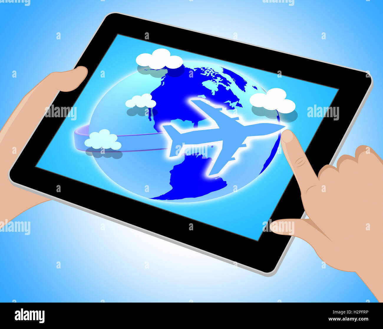 Flights Travel Representing Earth Airline And Explore Tablet Stock ...