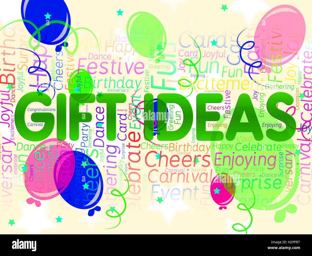 Gift Ideas Showing Celebration Gifts And Celebrating Stock Photo - Alamy
