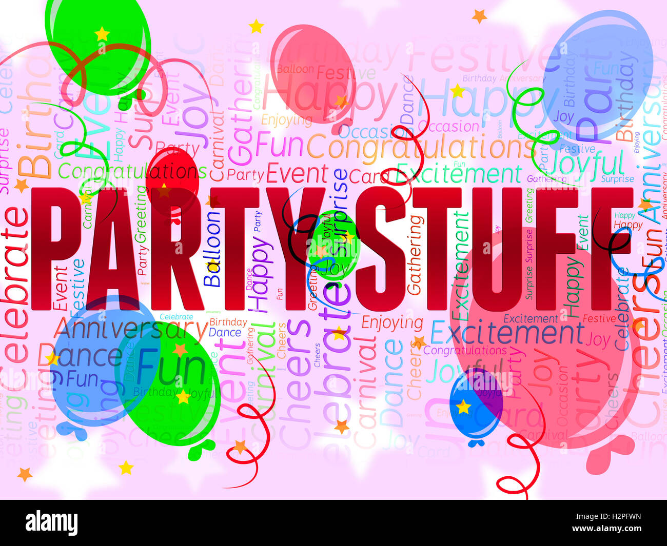 Party Stuff Showing Balloons Fun And Cheerful Stock Photo - Alamy