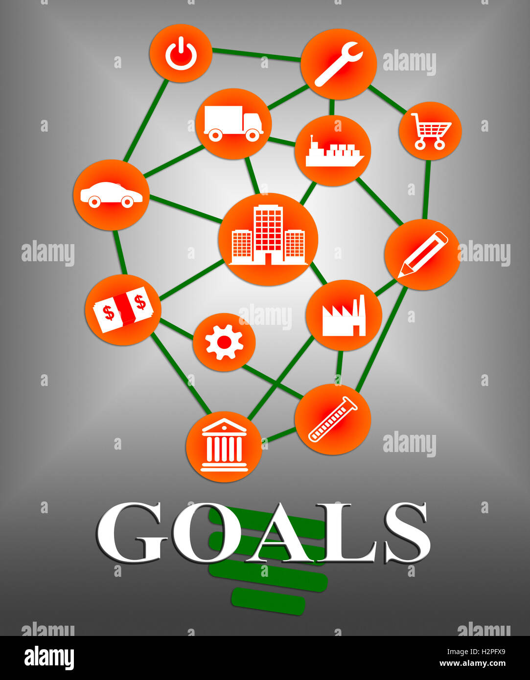 Goals Icons Meaning Aim Improve And Symbol Stock Photo - Alamy
