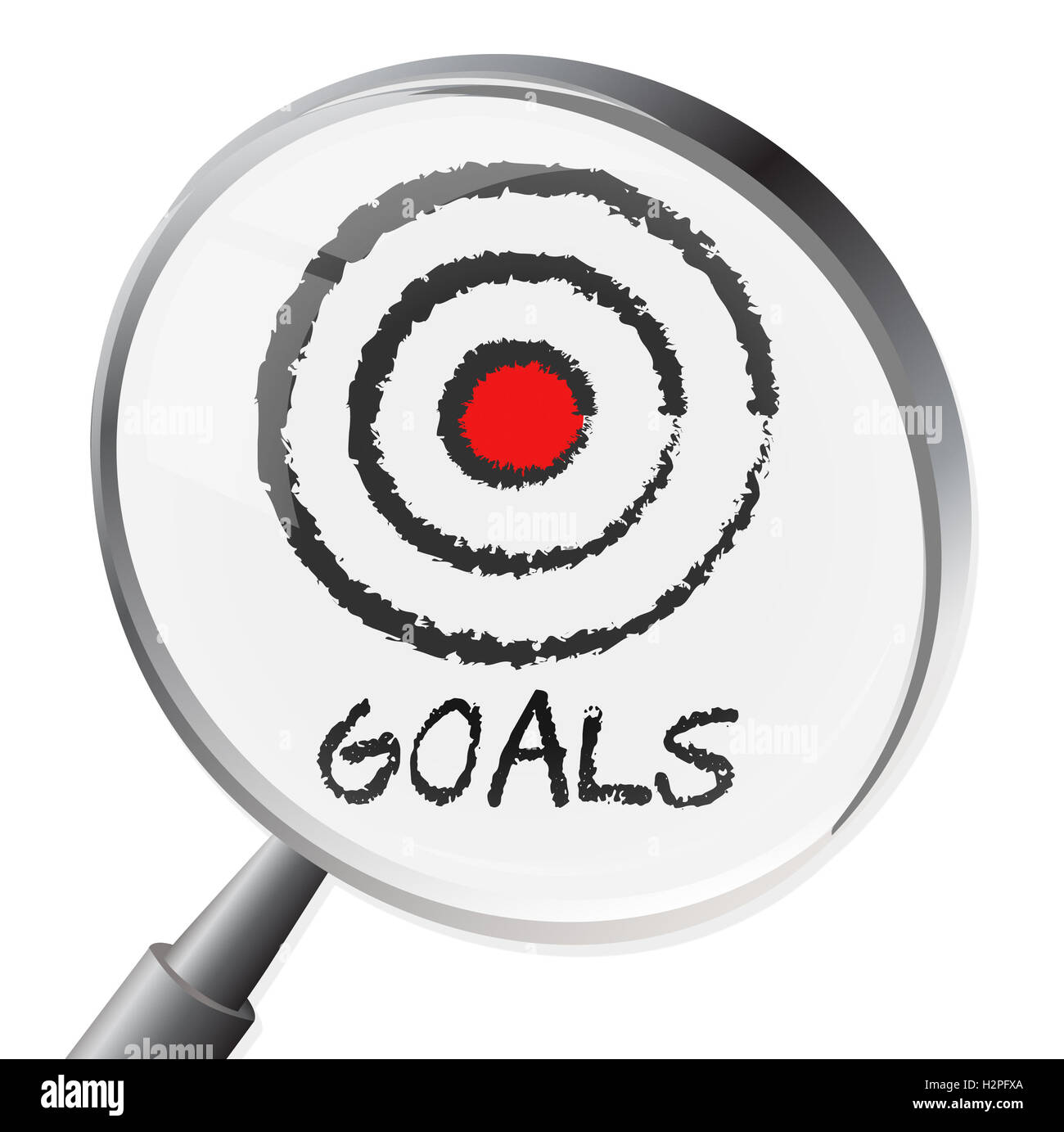 Goals Magnifier Representing Strategy Wish And Motivation Stock Photo ...
