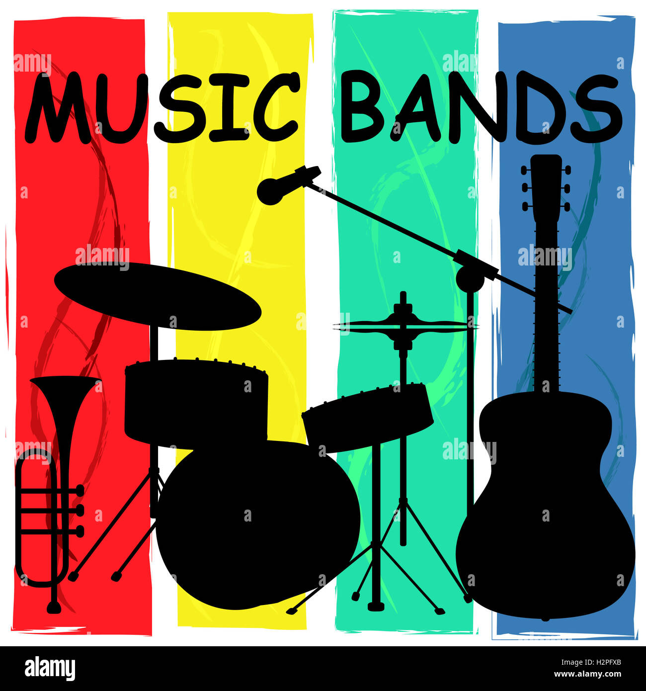Music Bands Representing Sound Track And Groups Stock Photo - Alamy