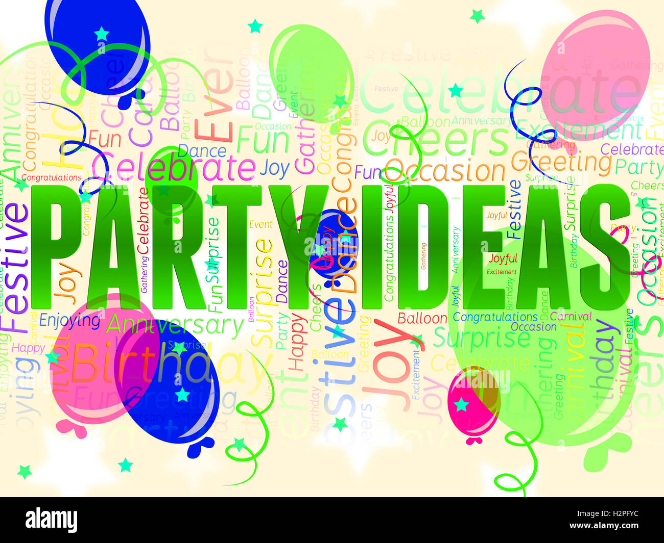 Party Ideas Meaning Celebrations Inventions And Thoughts Stock Photo ...