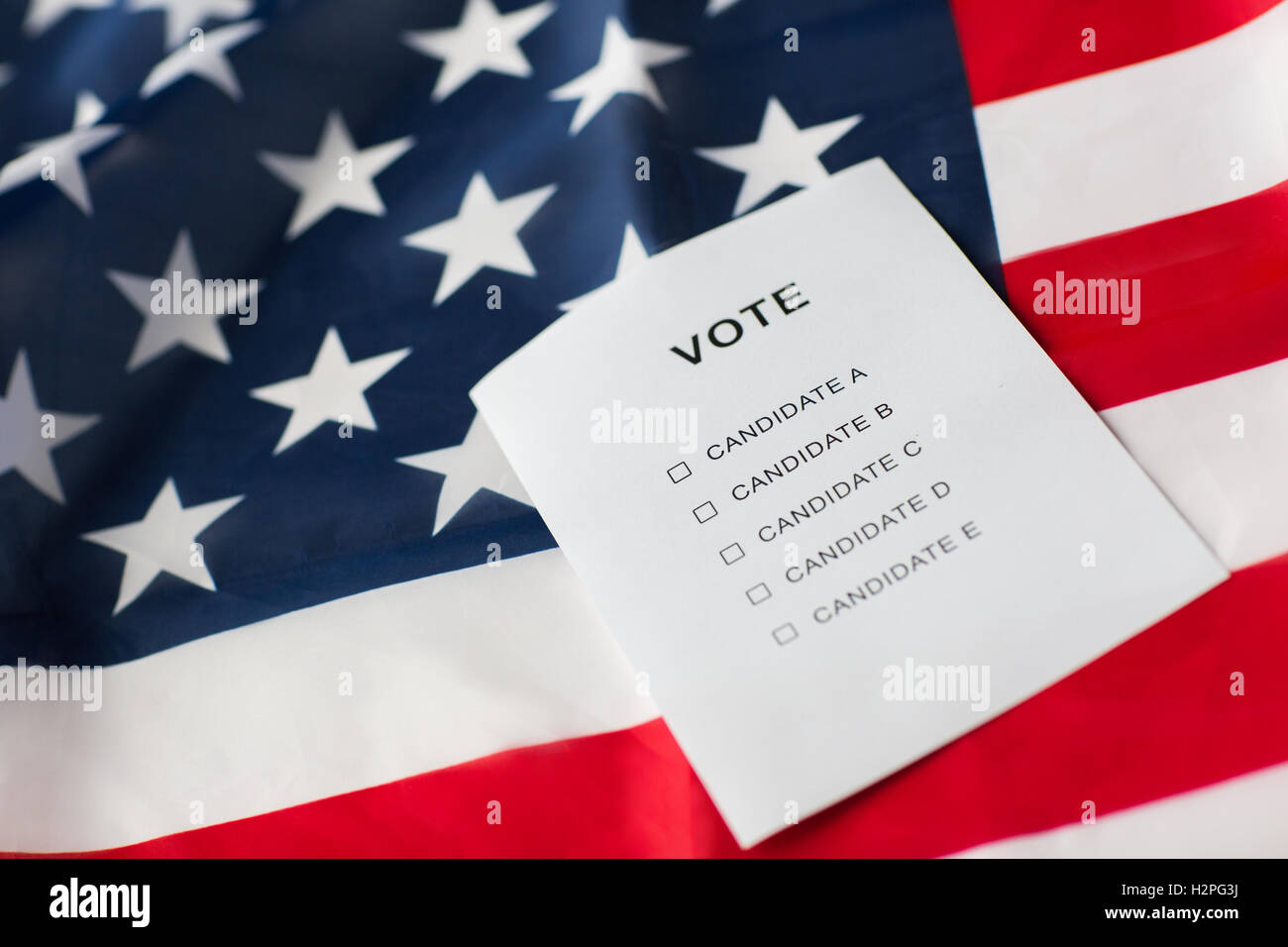 empty ballot or vote on american flag Stock Photo - Alamy