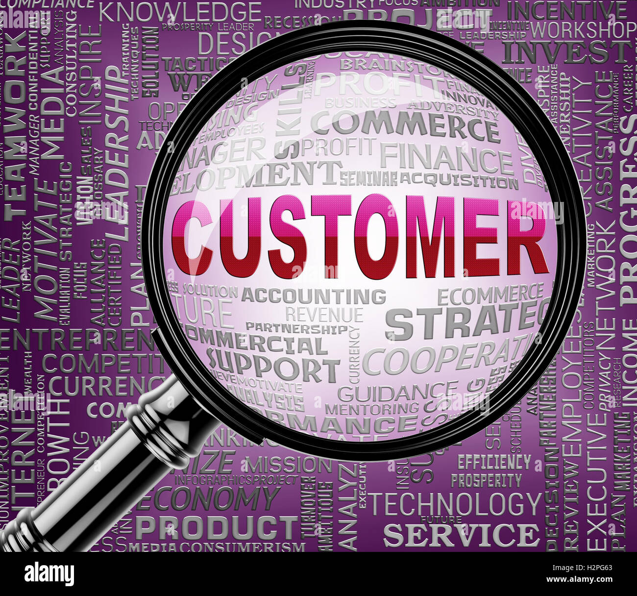 Customer Magnifier Showing Shopper Client 3d Rendering Stock Photo - Alamy