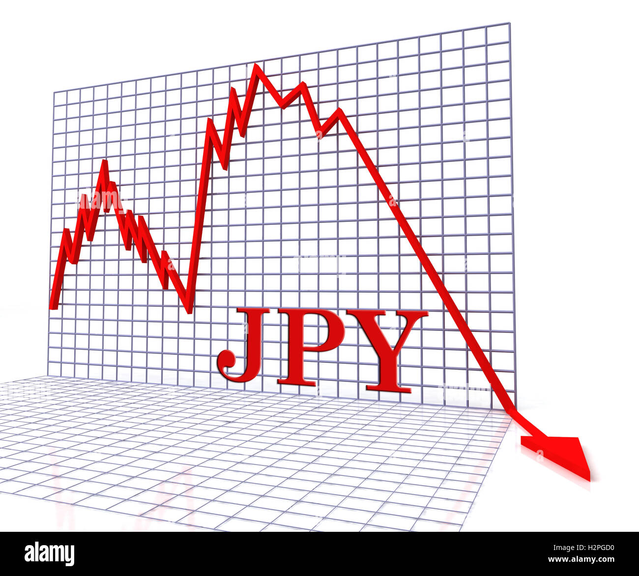 Jpy Graph Negative Representing Japan Downturn 3d Rendering Stock Photo ...