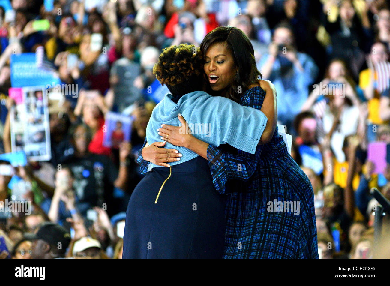First Lady Michelle Obama is introduced on stage by PA Victory 2016 ...
