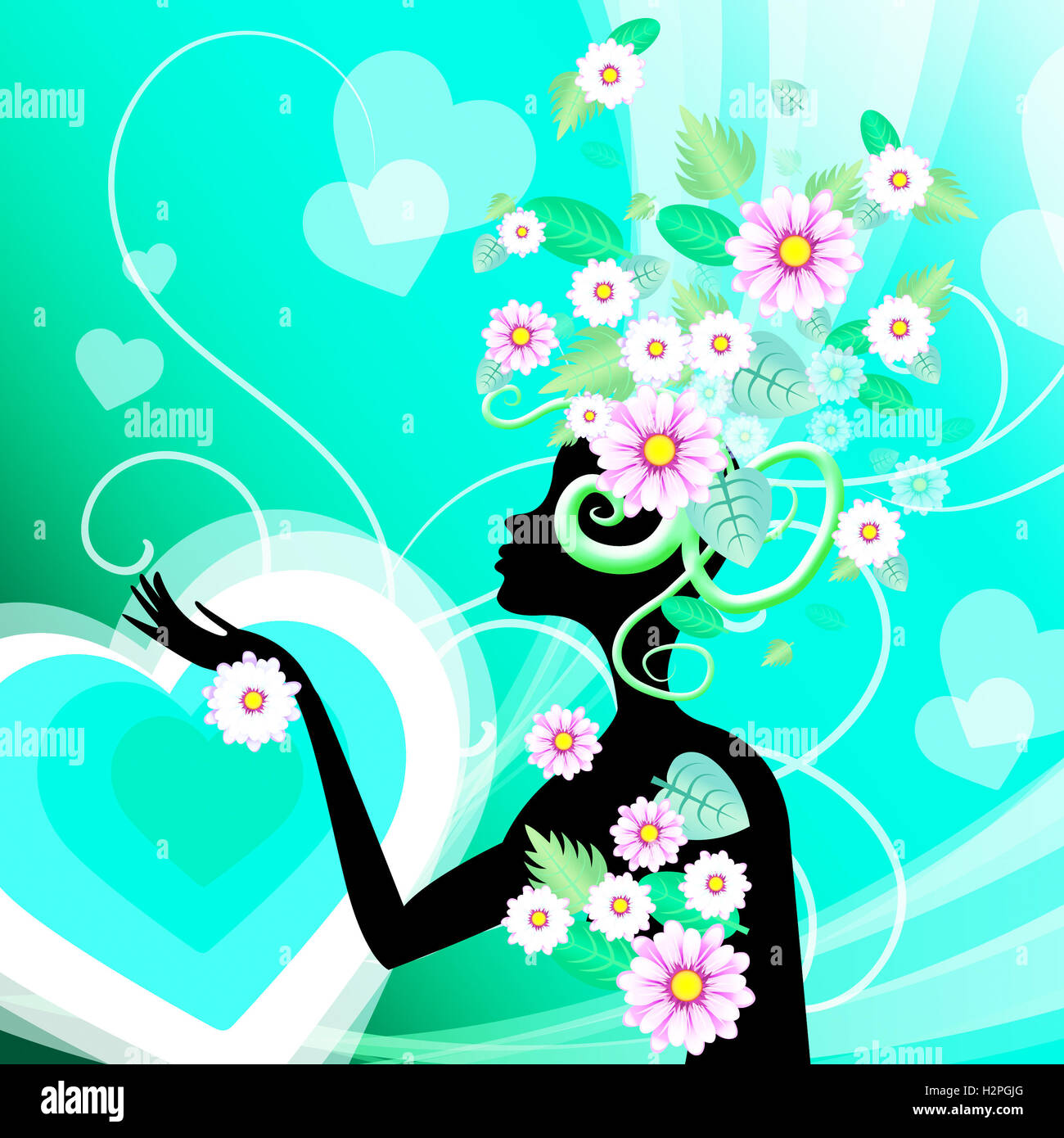 Woman With Flowers Indicating Florist Petals Bloom Stock Photo - Alamy