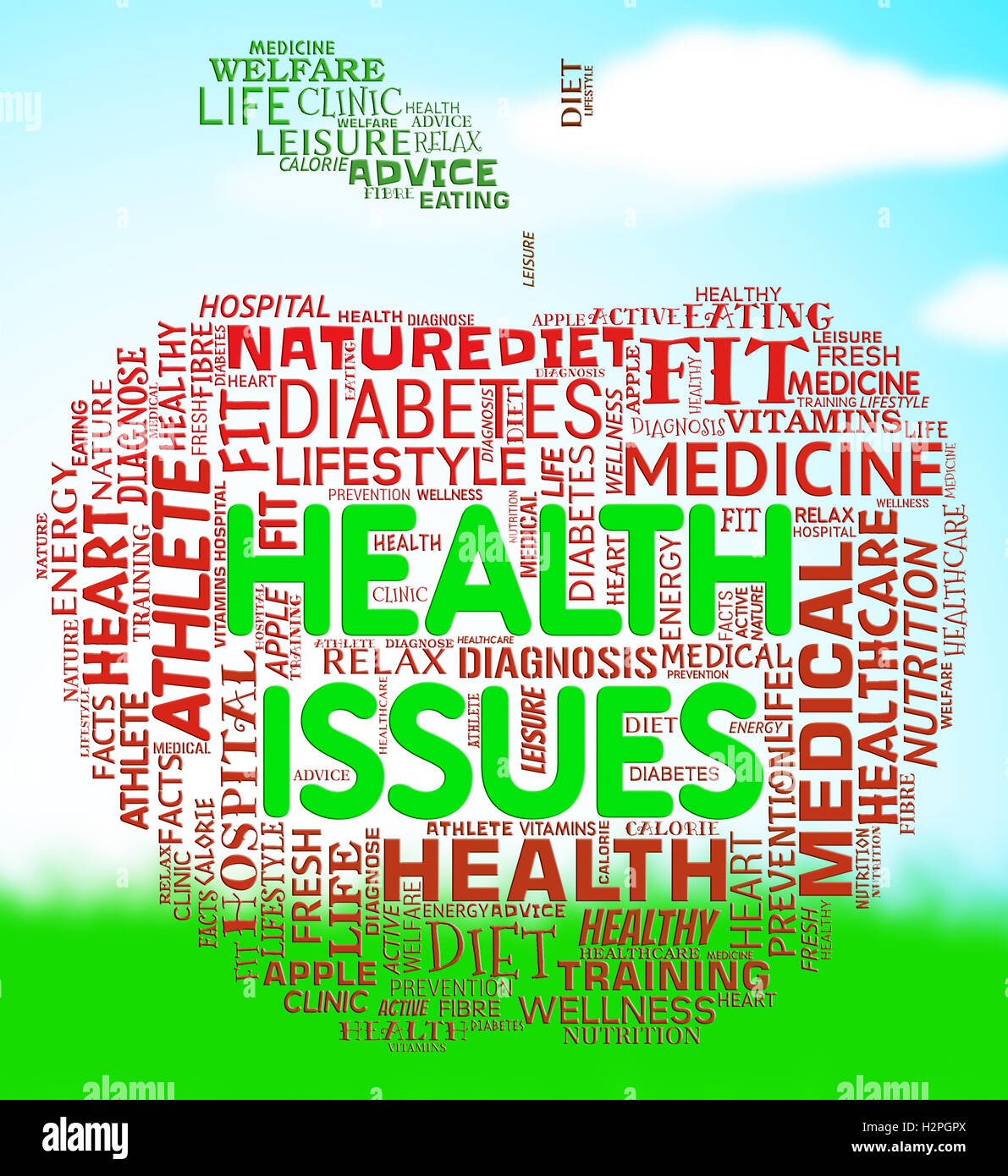 Health Issues Apple Indicating Medical Concerns And Wellbeing Stock ...