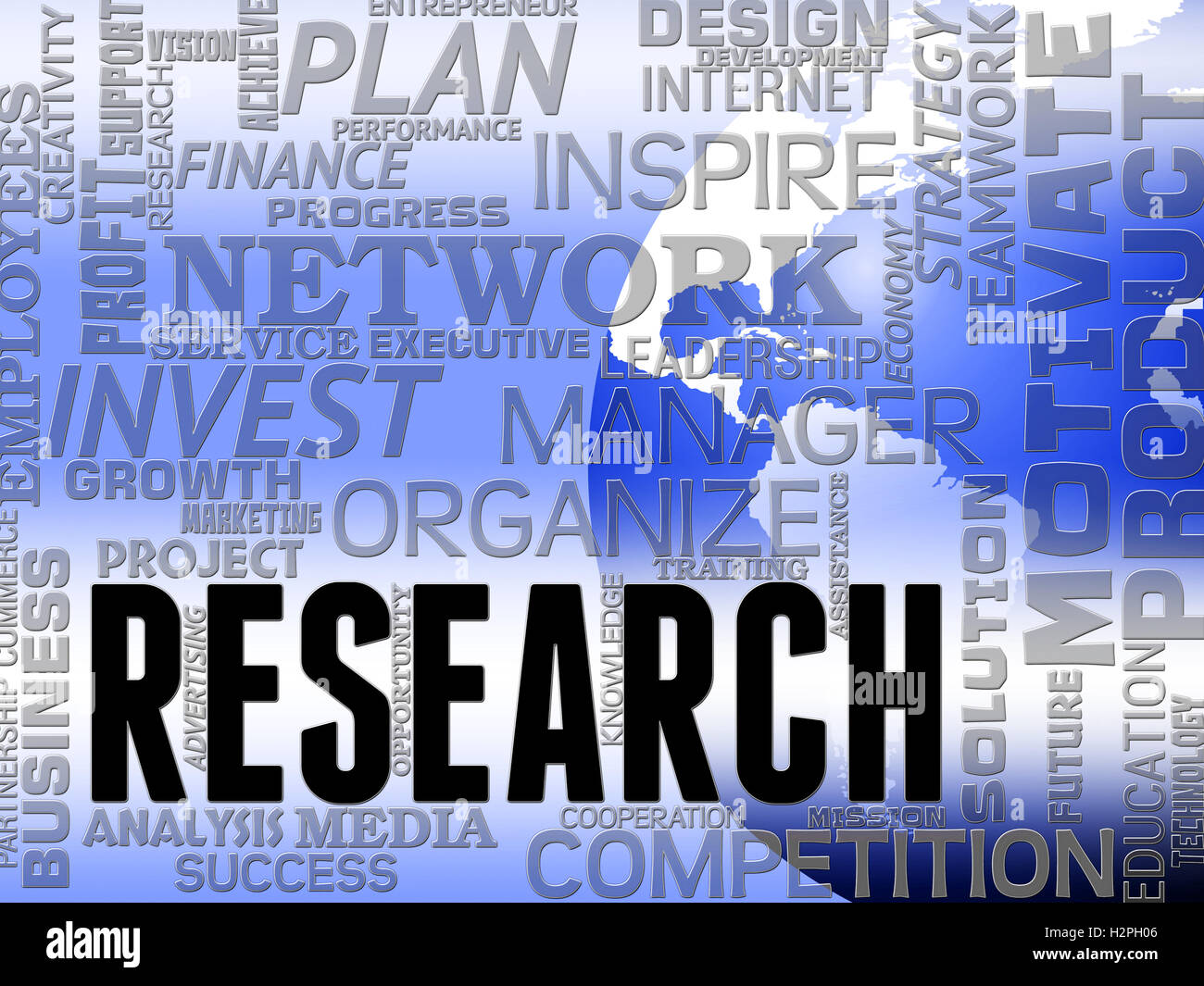 Research Words Showing Gathering Data And Analysis Stock Photo - Alamy
