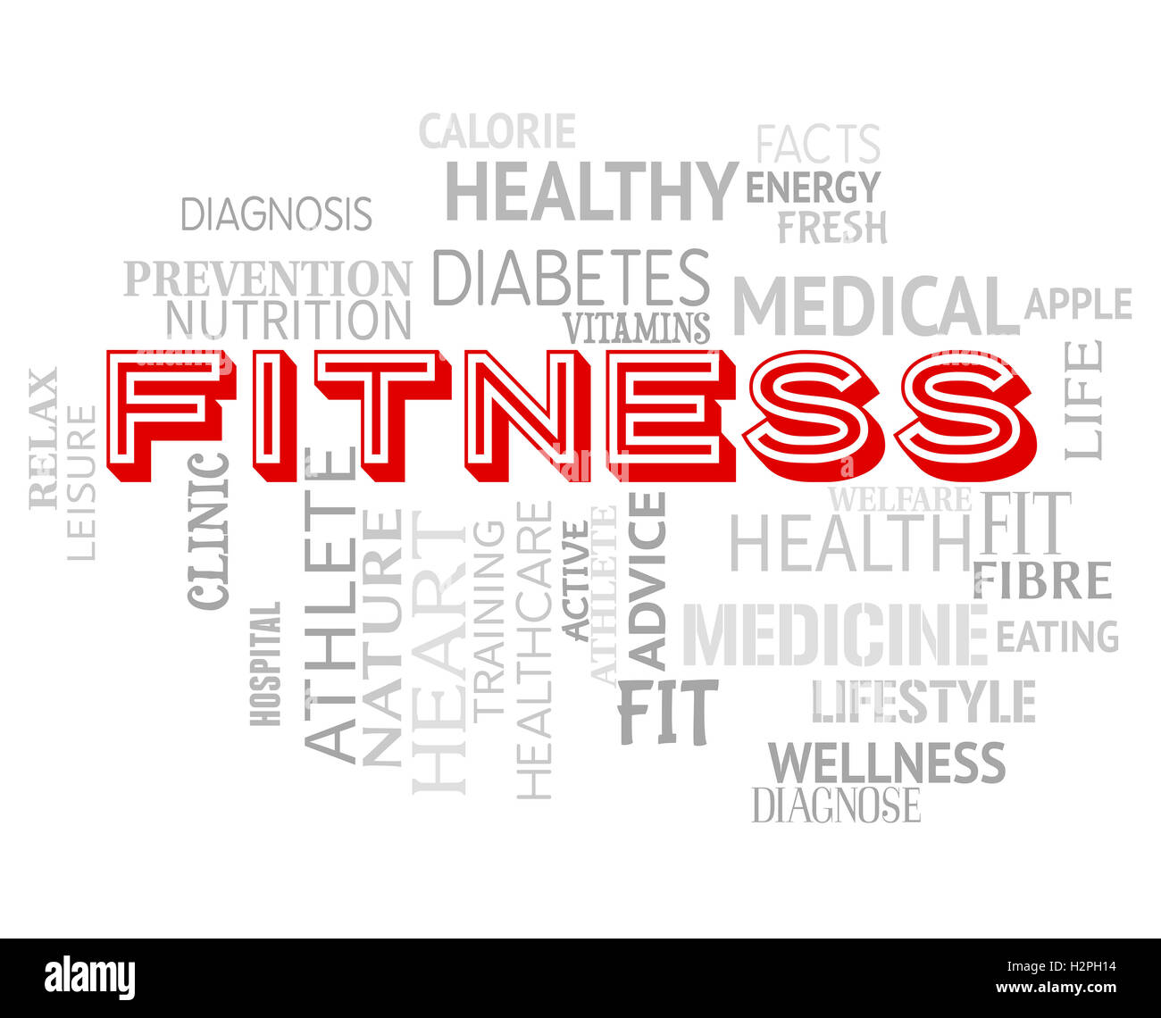 Fitness Words Indicating Working Out And Athletics Stock Photo - Alamy
