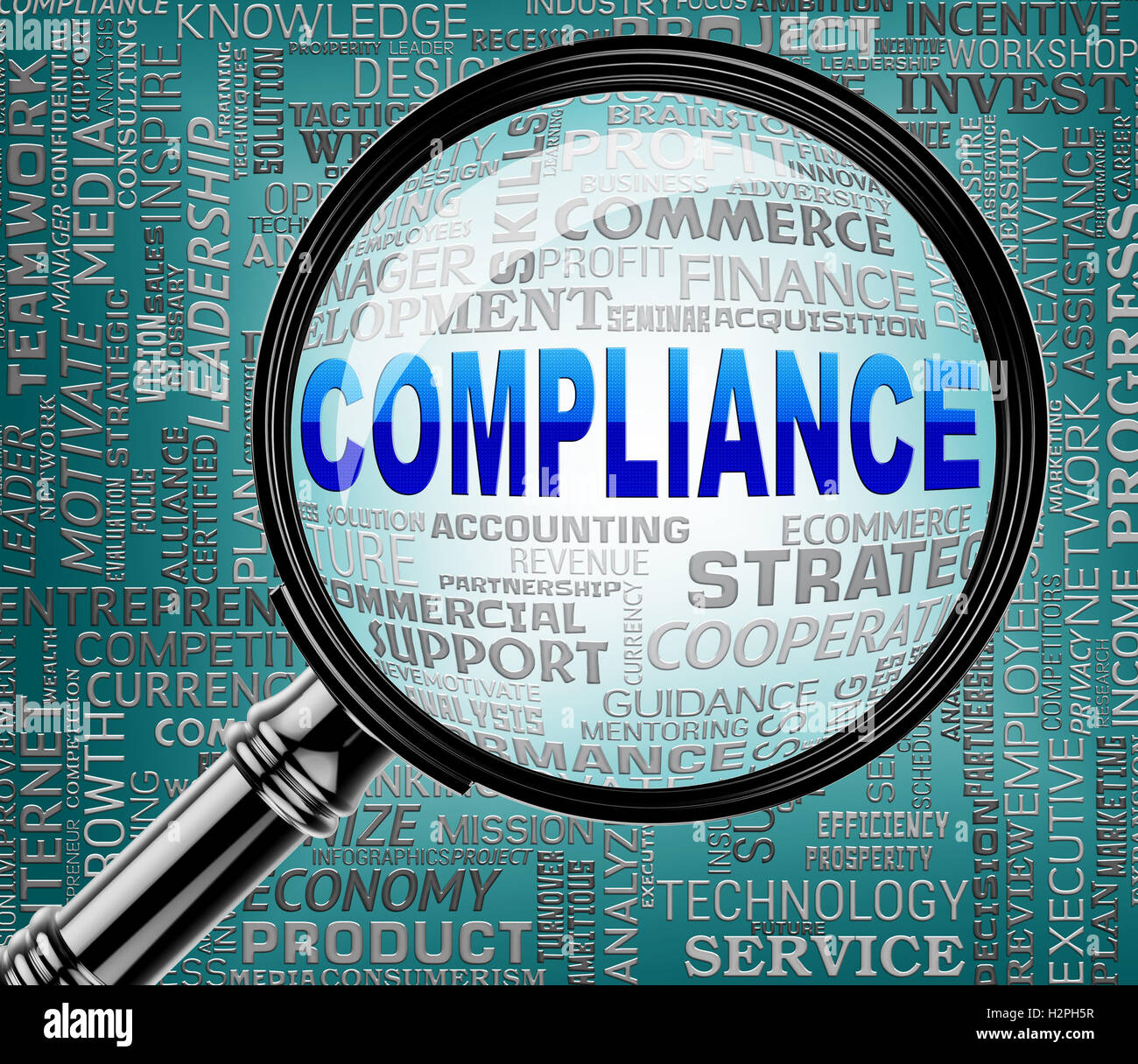 Compliance Magnifier Meaning Regulation Agreement 3d Rendering Stock ...