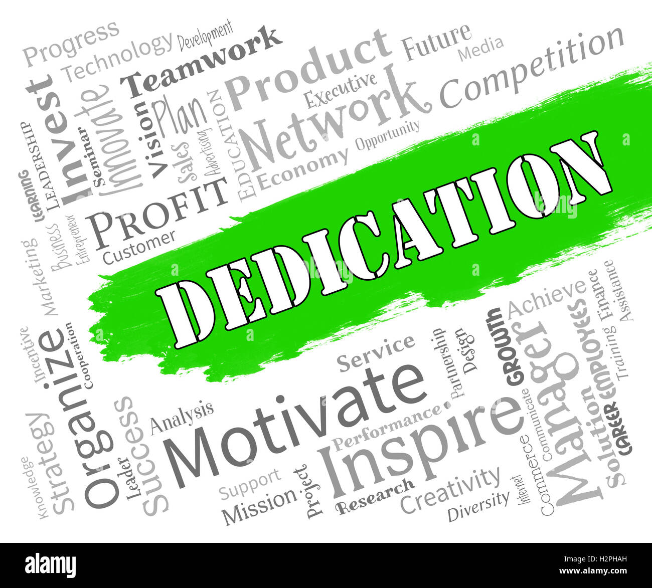 Dedication Words Showing Commitment Drive And Tenacity Stock Photo - Alamy