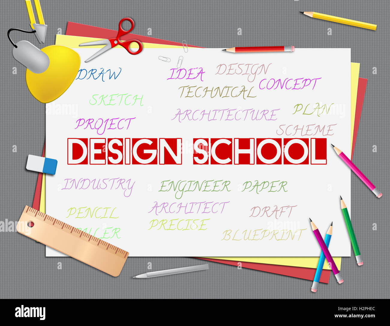Design School Meaning Graphic Learning And Studying Stock Photo - Alamy