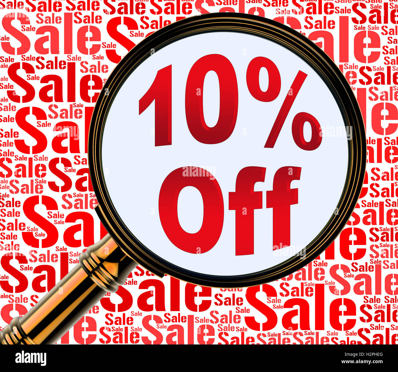 Ten Percent Off Indicating 10% Discounts 3d Rendering Stock Photo - Alamy