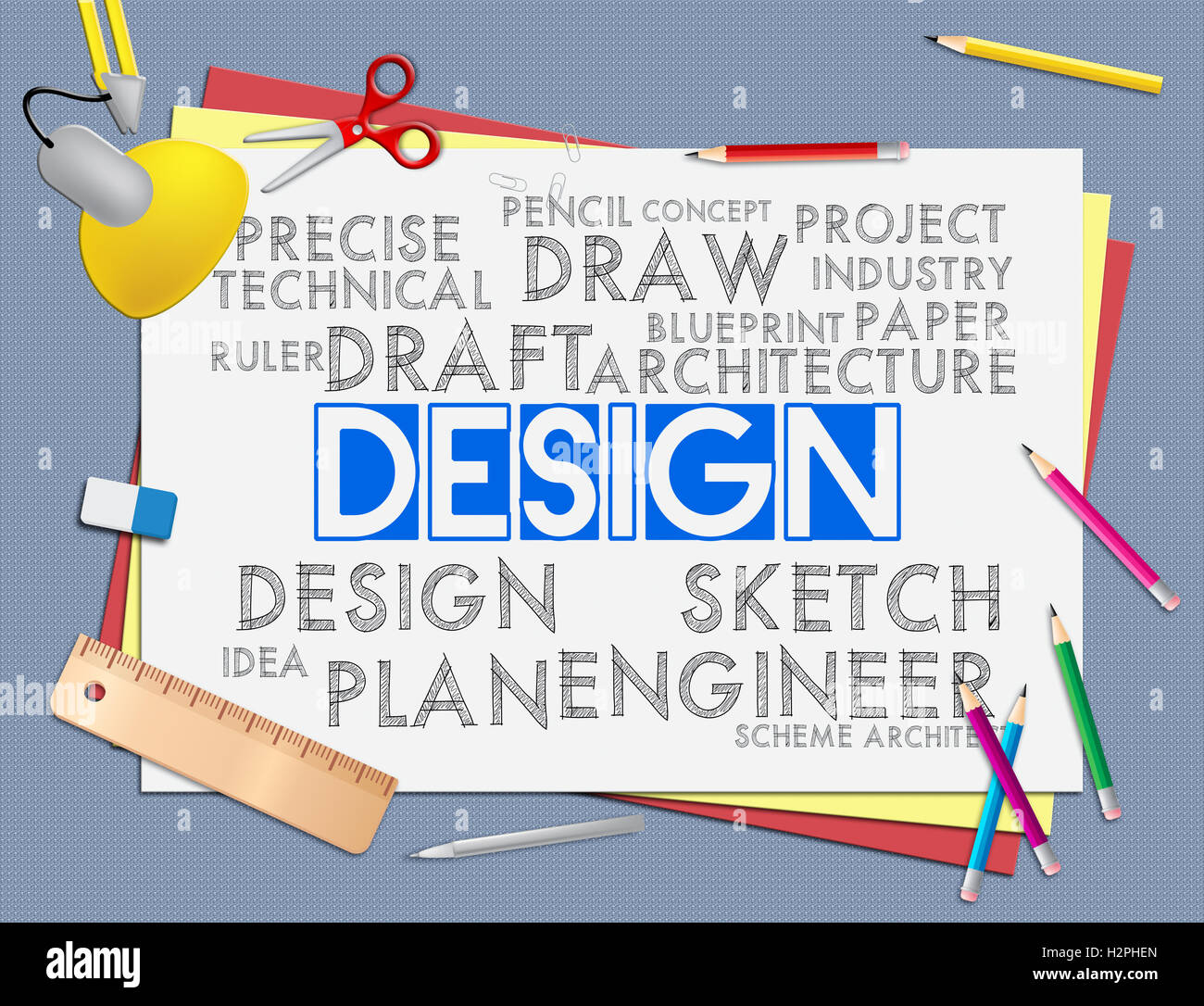 Design Words Meaning Development Creativity And Creation Stock Photo ...