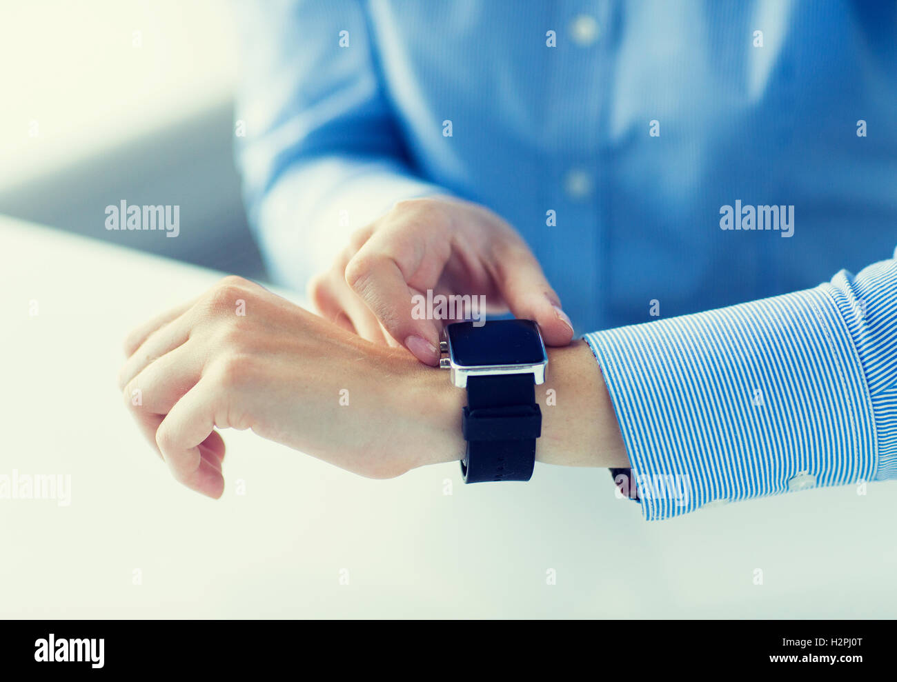 close up of hands setting smart watch Stock Photo - Alamy