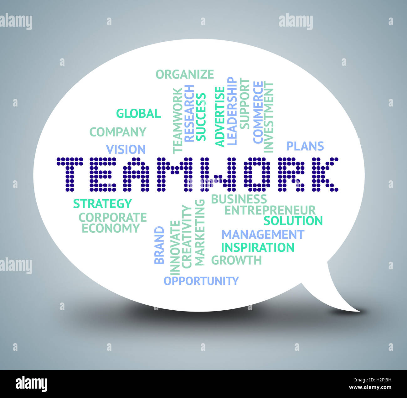 Teamwork Bubble Showing Working Together And Unity Stock Photo - Alamy