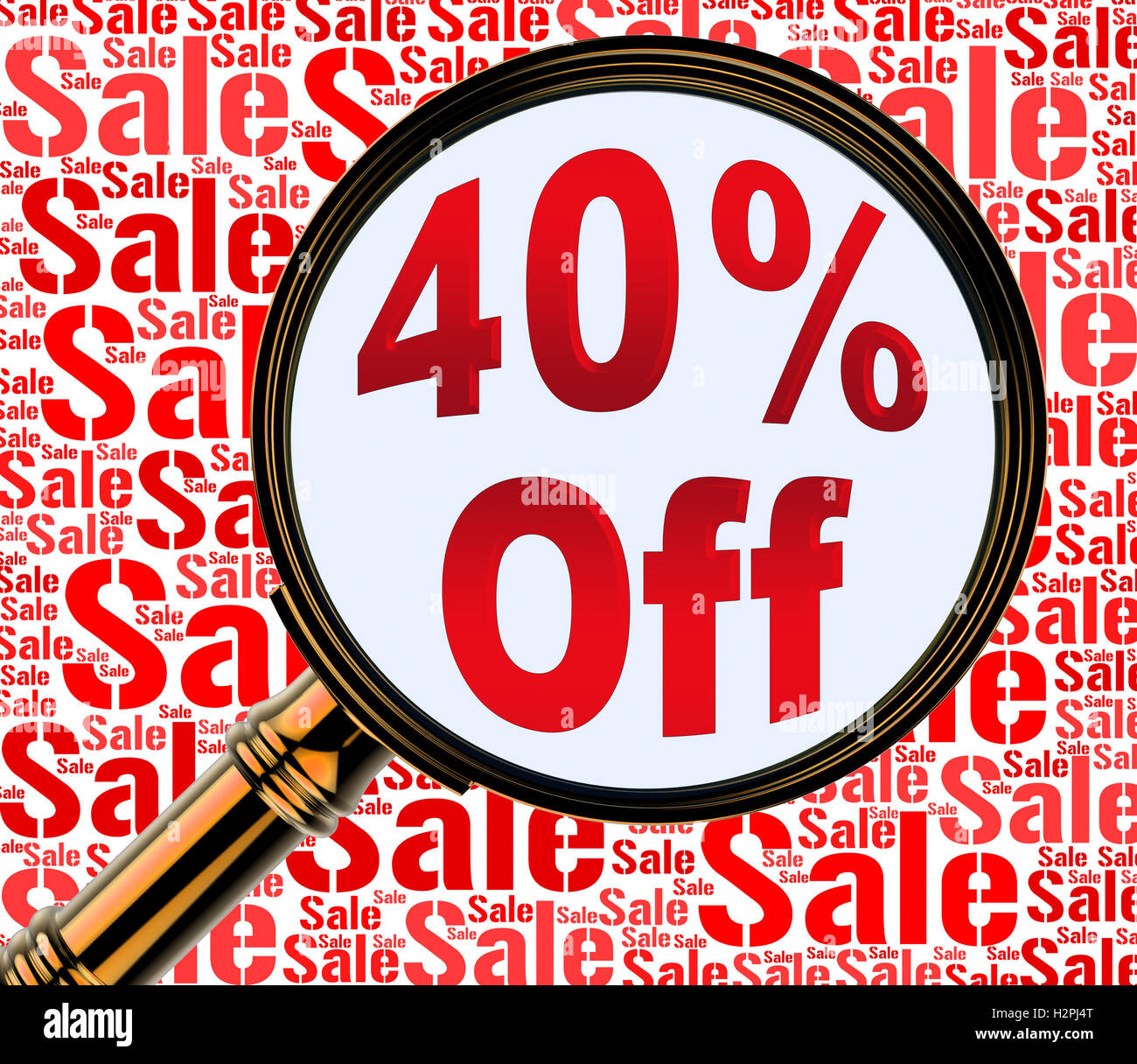 Forty Percent Off Representing 40% Discount 3d Rendering Stock Photo ...