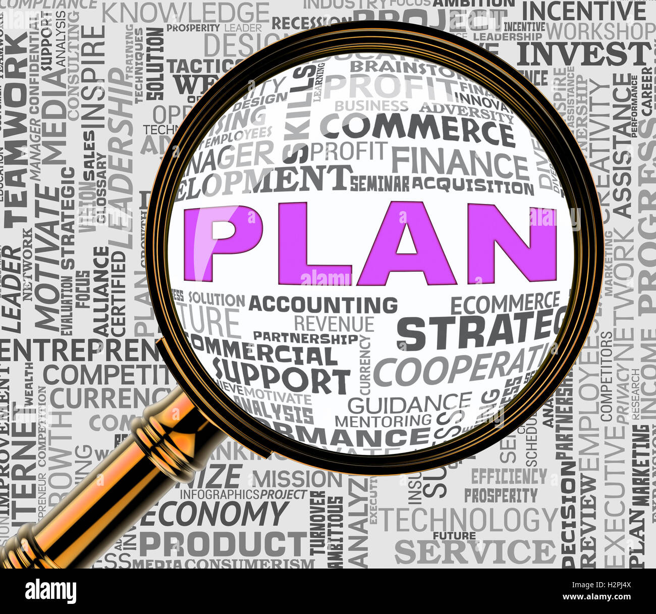 Plan Magnifier Showing Idea And Plans 3d Rendering Stock Photo - Alamy